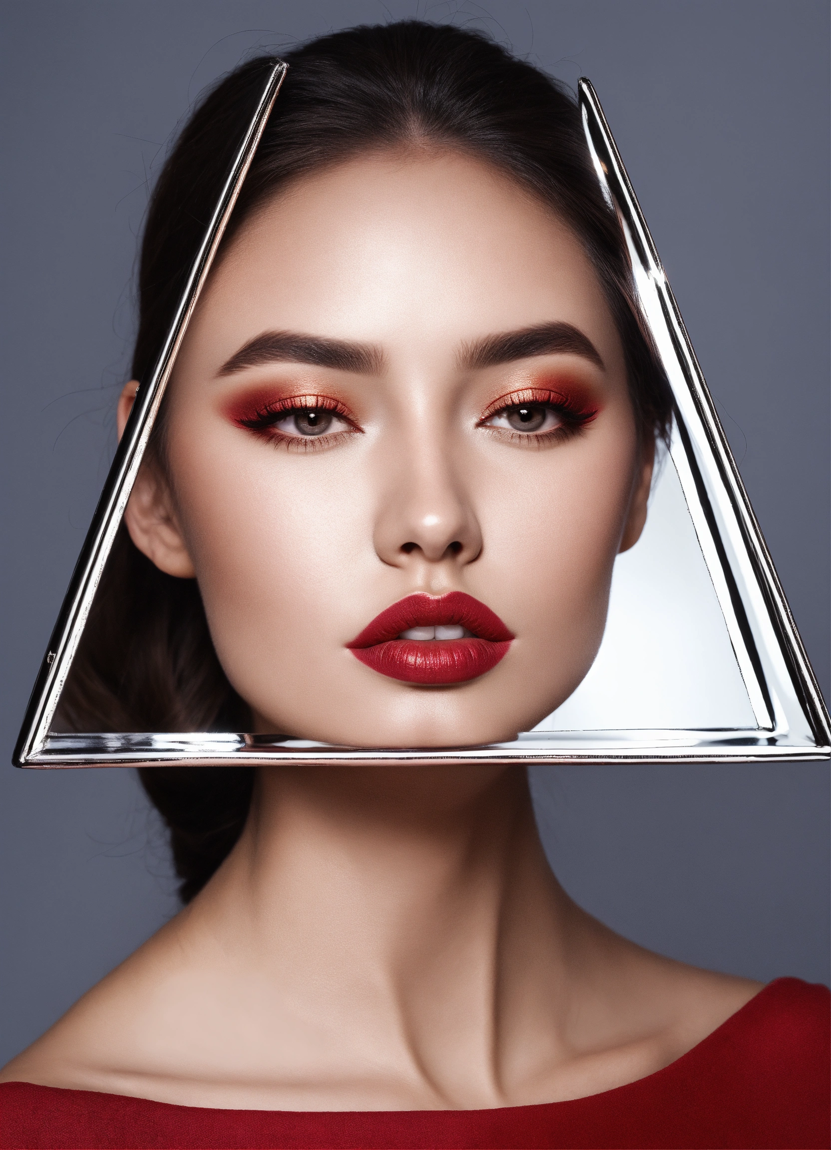 Lexica - Lips makeup in topbased triangle shaped mirror, beautiful ...