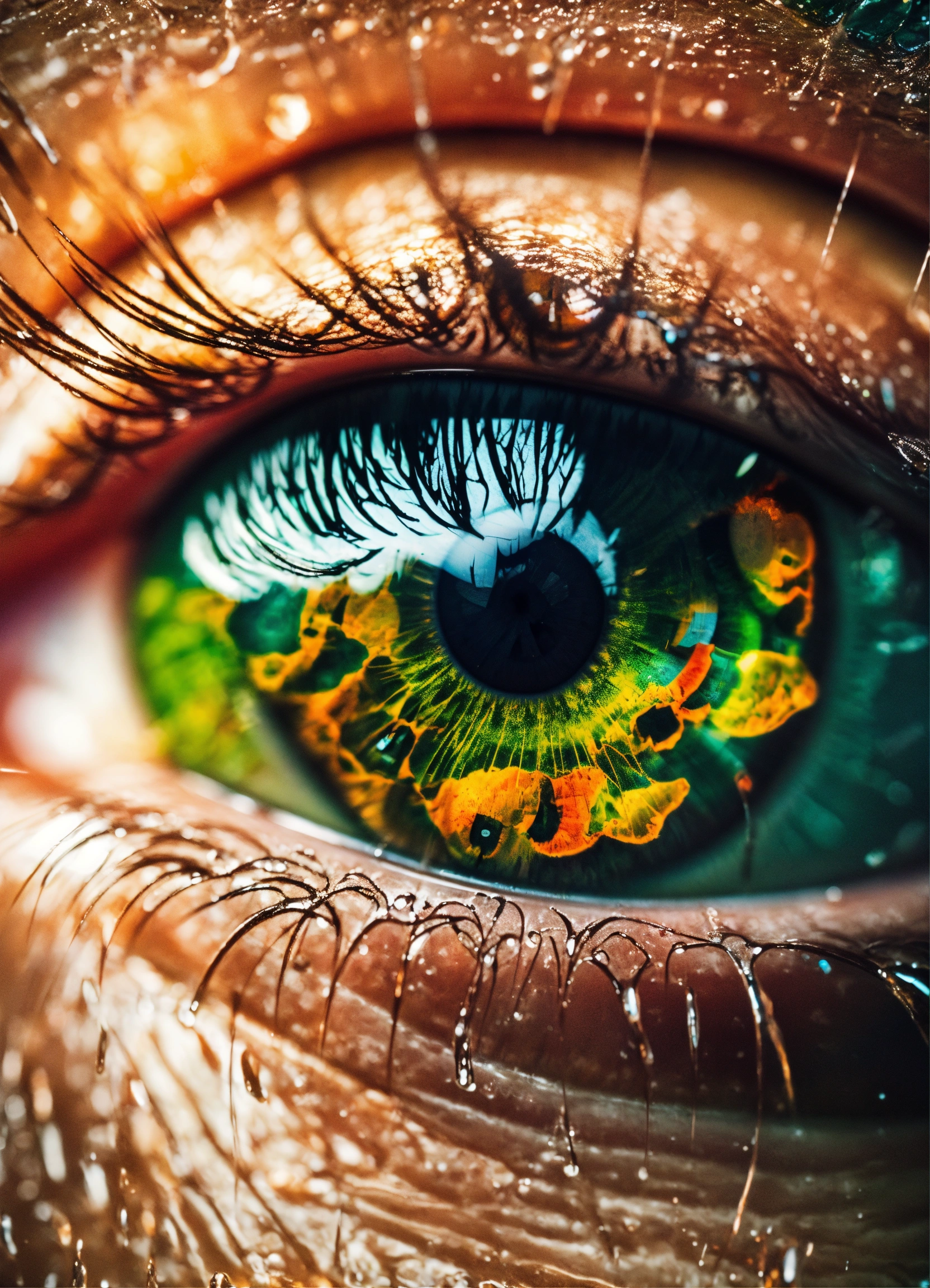 Lexica - A closeup rainstorm, eye, double exposure, vivid colors ...