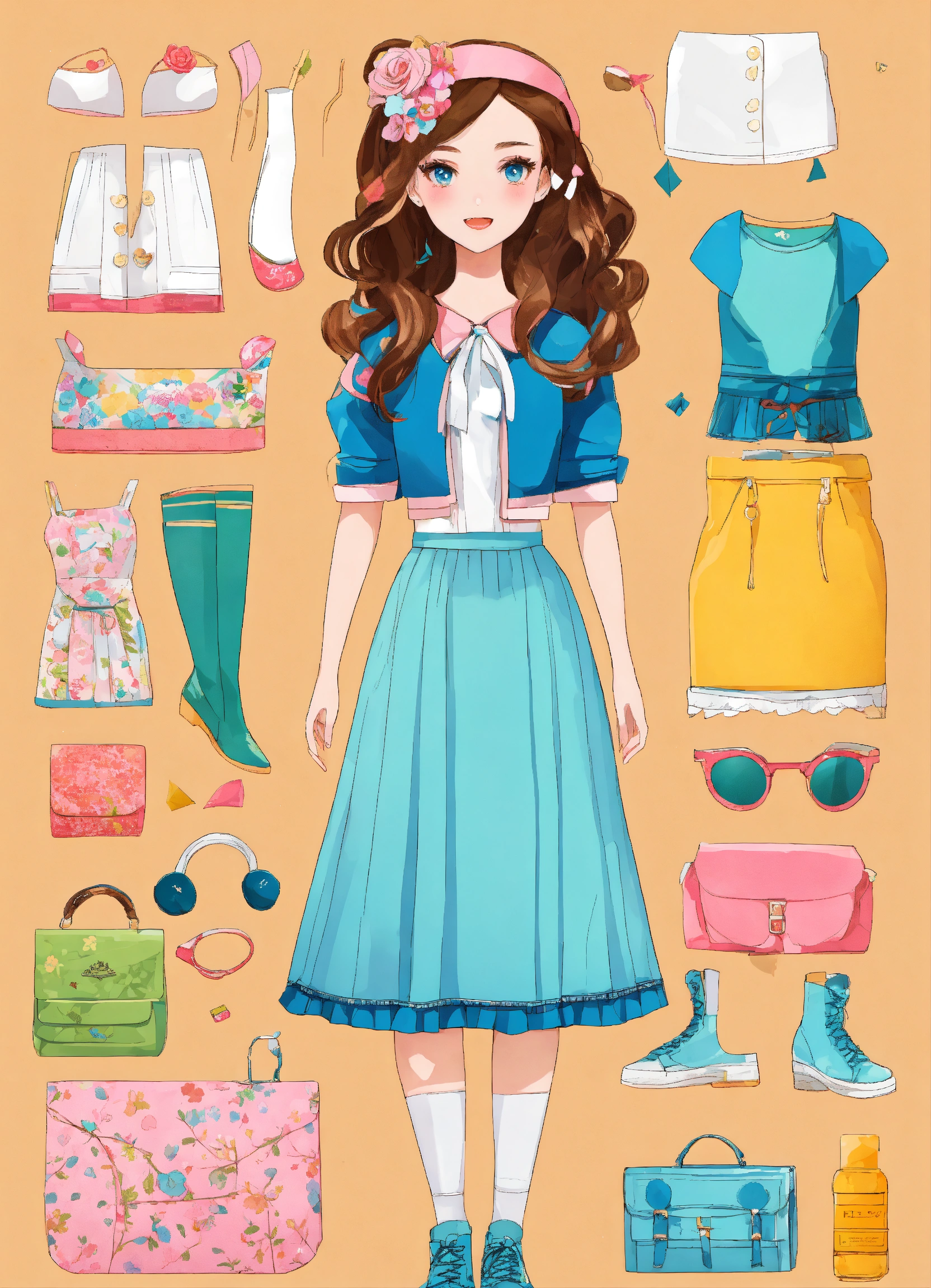 Lexica - Paper doll style, beautiful girl, full body, detailed, colorful