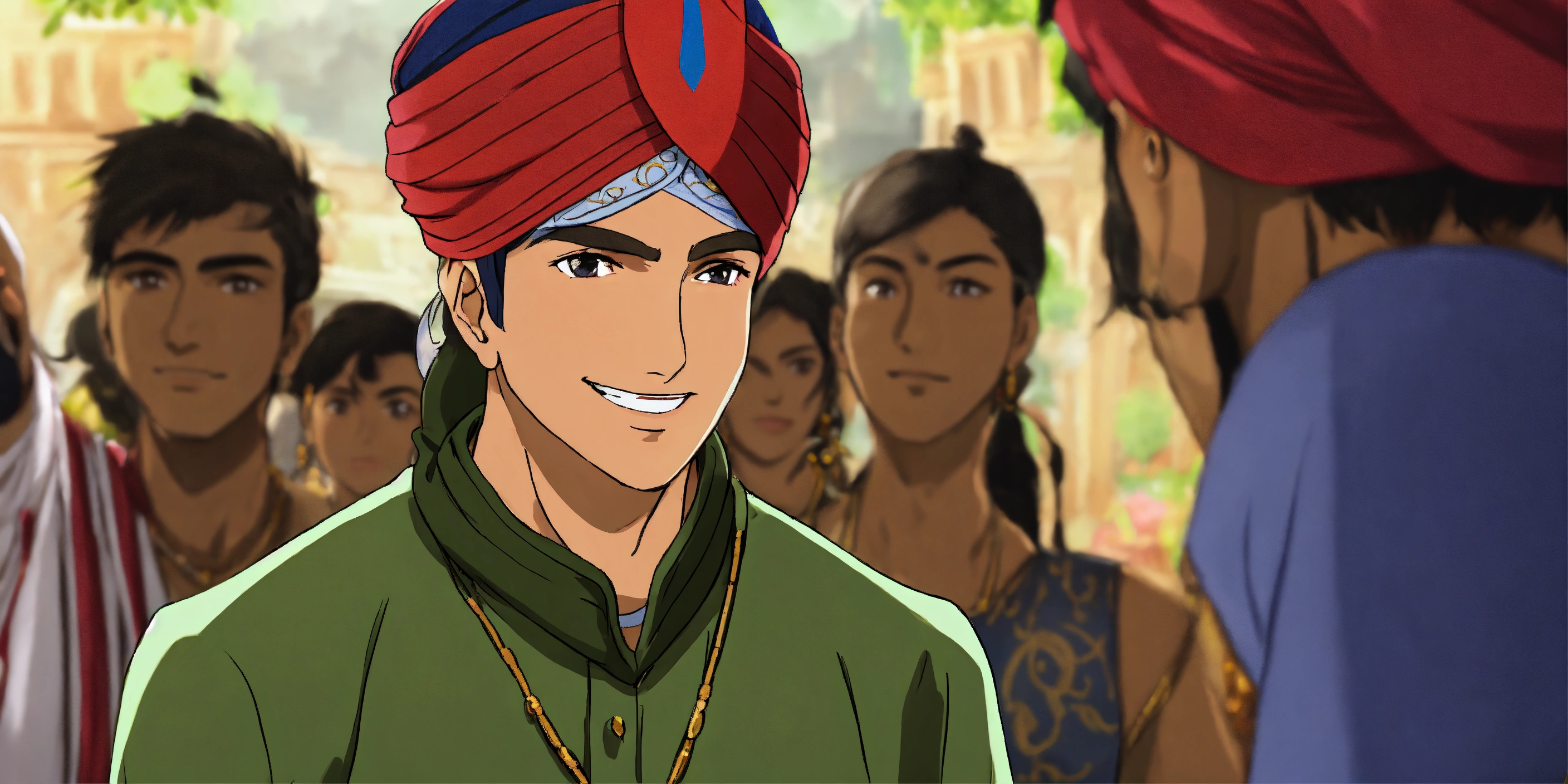 Lexica - Indian turban guy looking at indian girl from far with smile ...