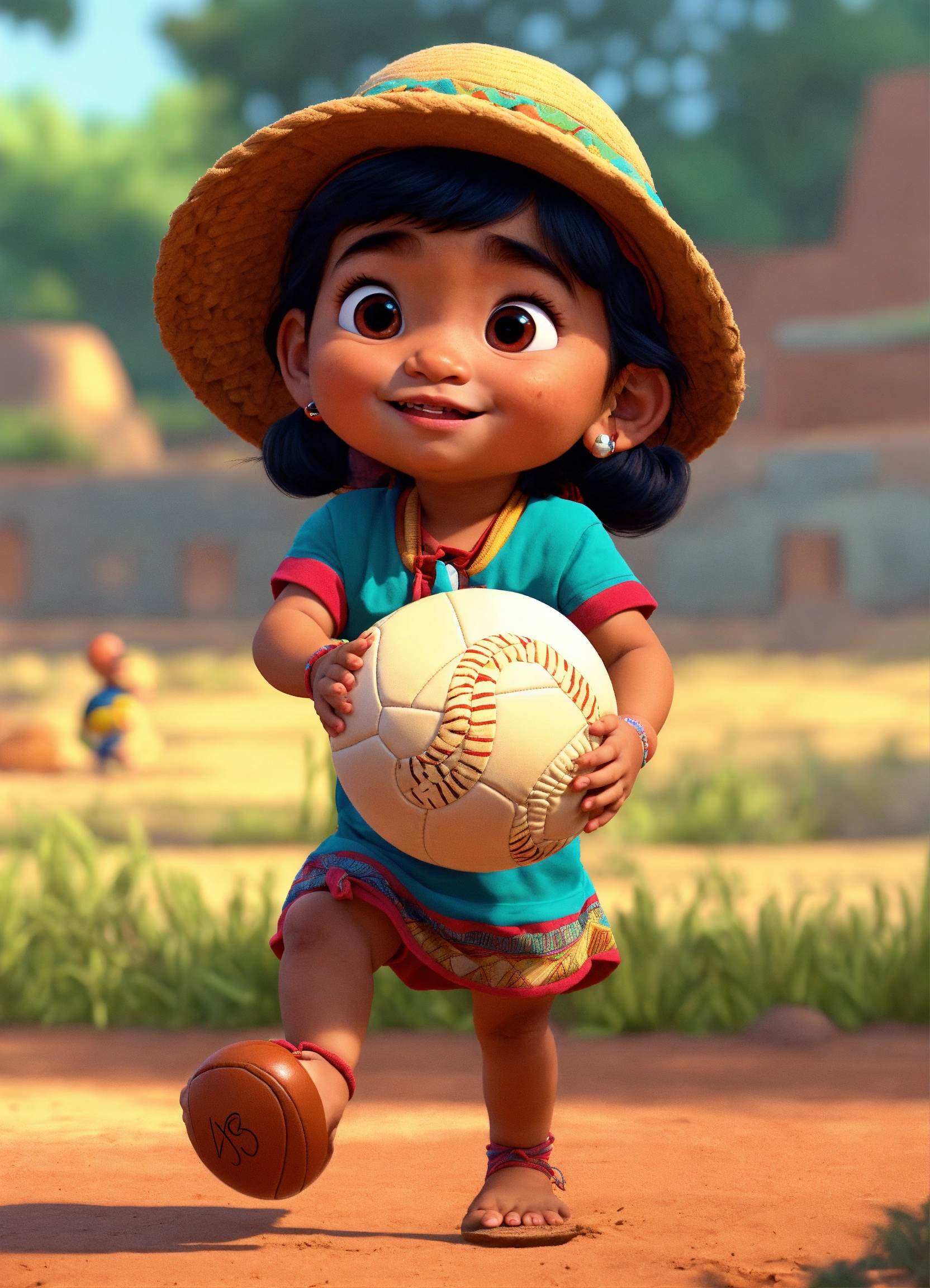 Lexica - Pixar animation of a baby mayan girl playing the ball game ...