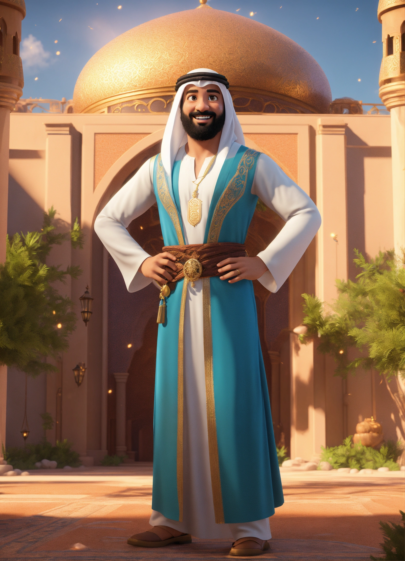 Lexica - Create a 3D rendering of a wealthy Arab male sheikh from Dubai ...