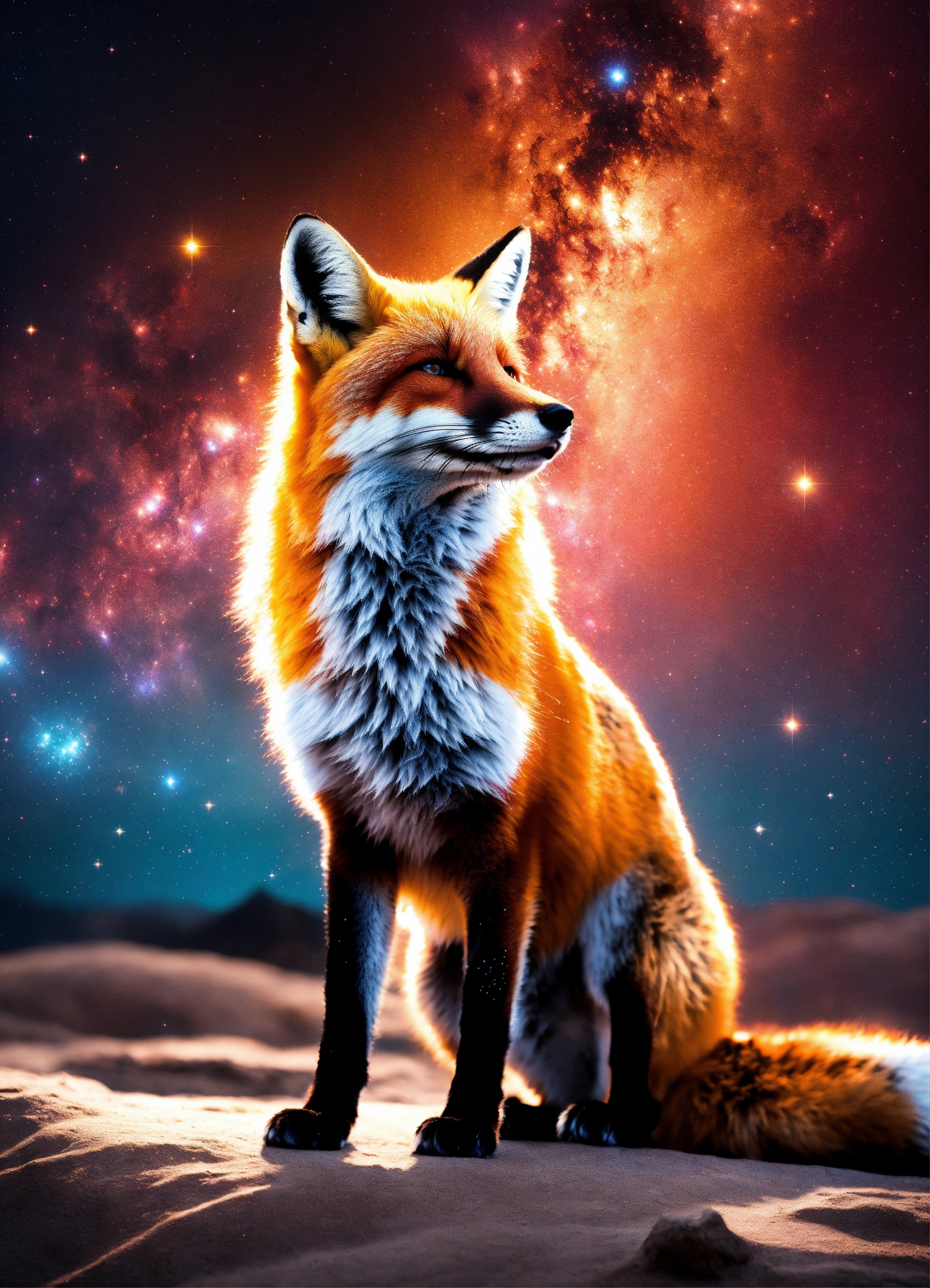 Lexica - Epic full body fox silhouette + space Double exposure galaxy ...