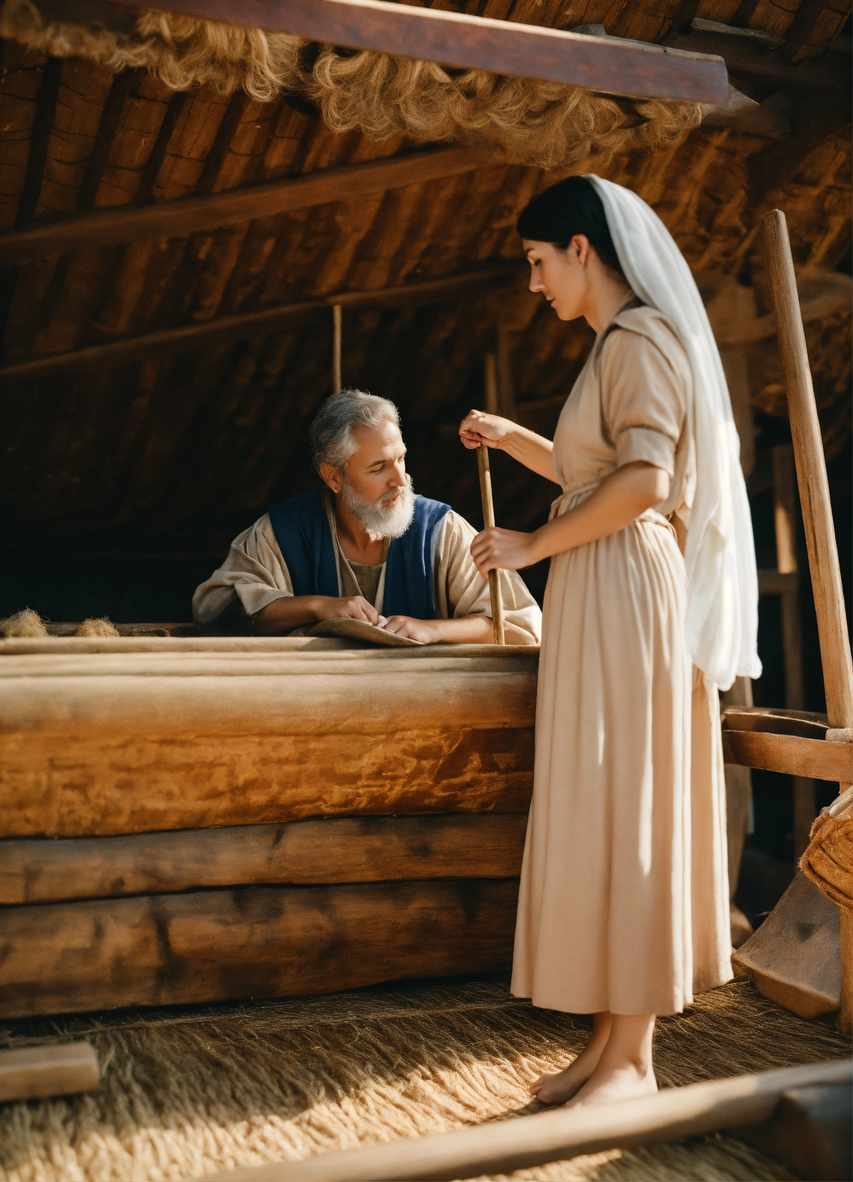 Lexica - An adult woman working with her husband Noah on the ark ...