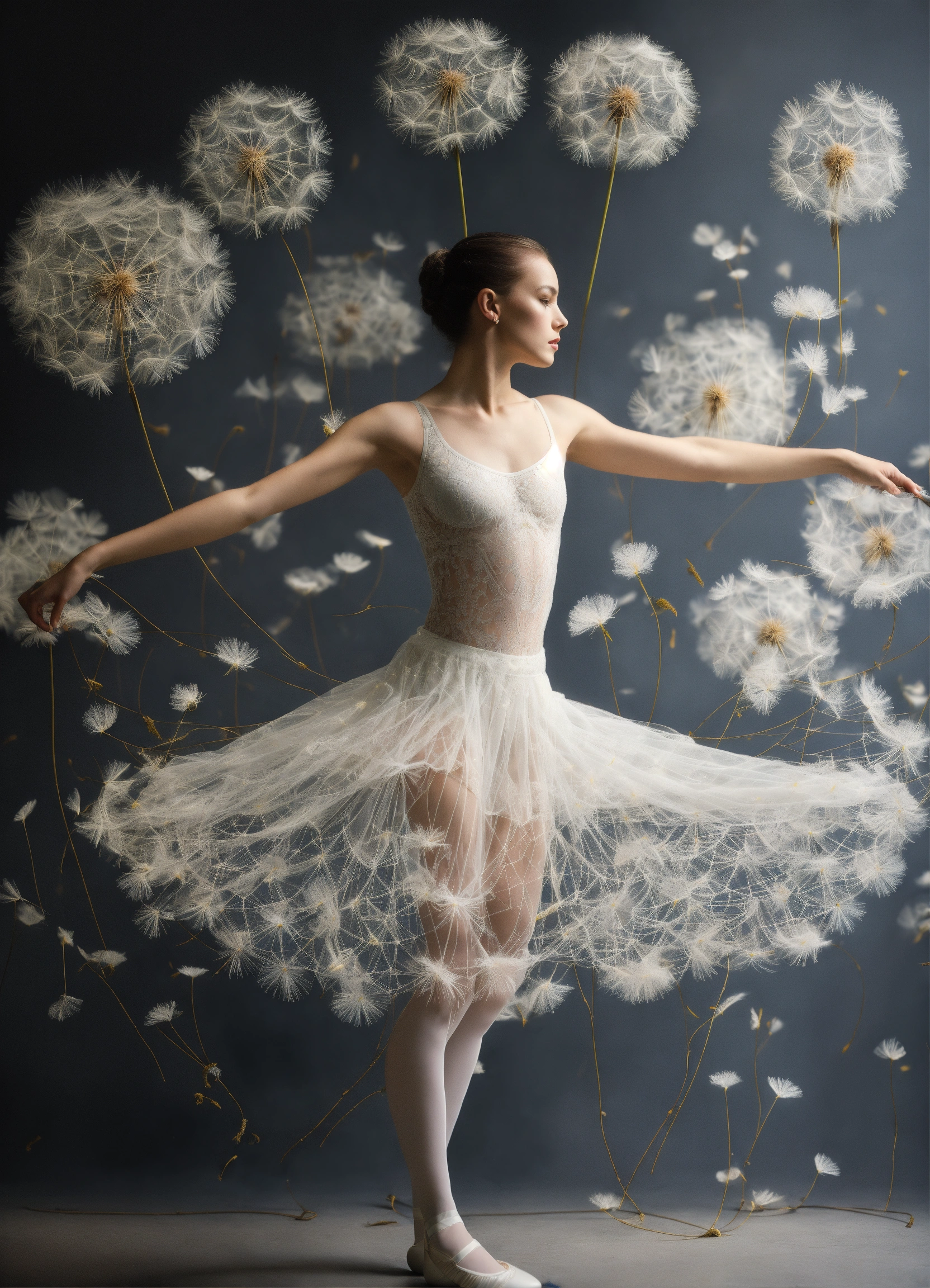 Lexica - A person dressed in a dandelion ballet skirt, in the style of ...