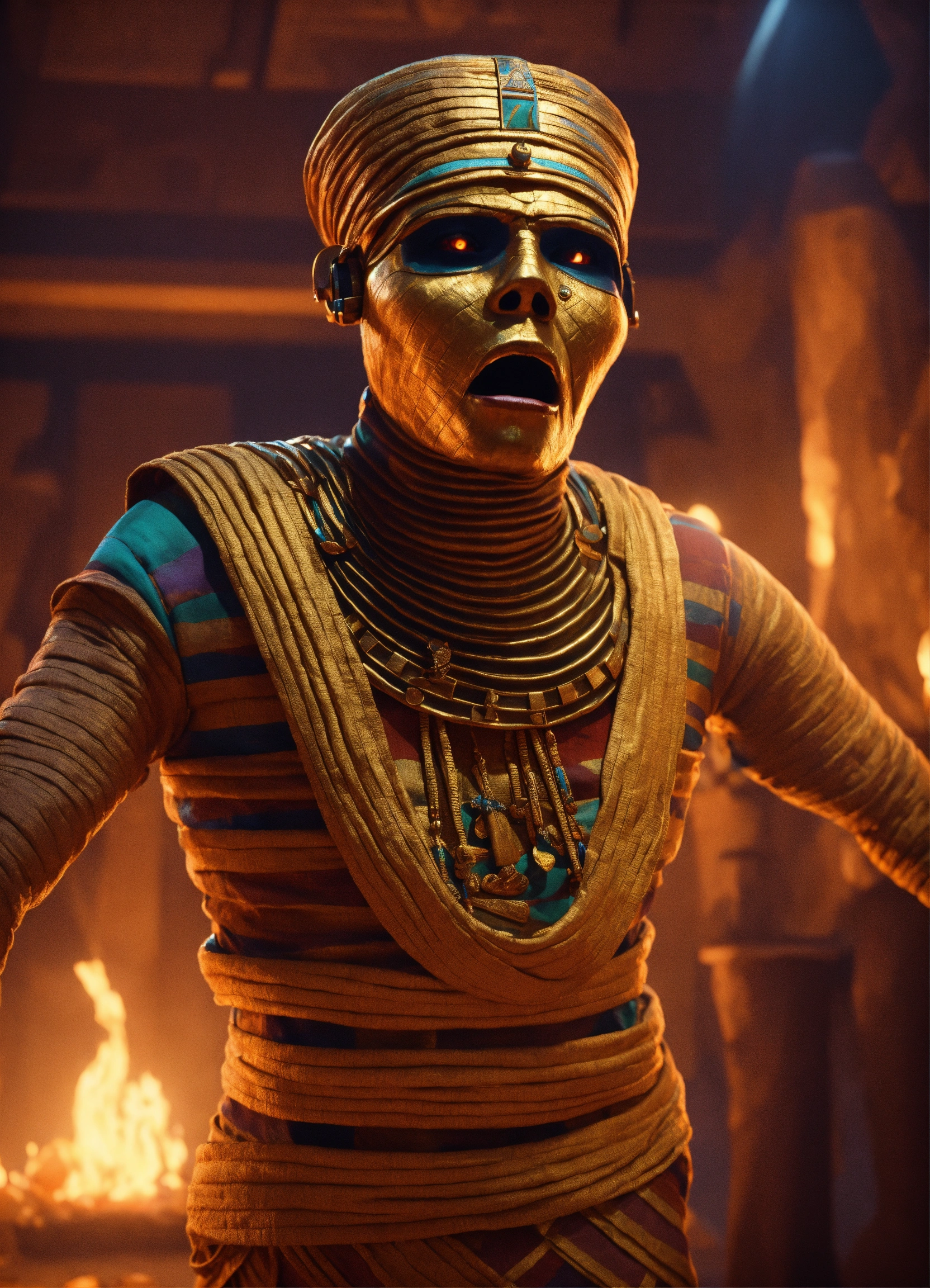 Lexica - An old egyptian mummy singing rap music, dressed like a raper ...