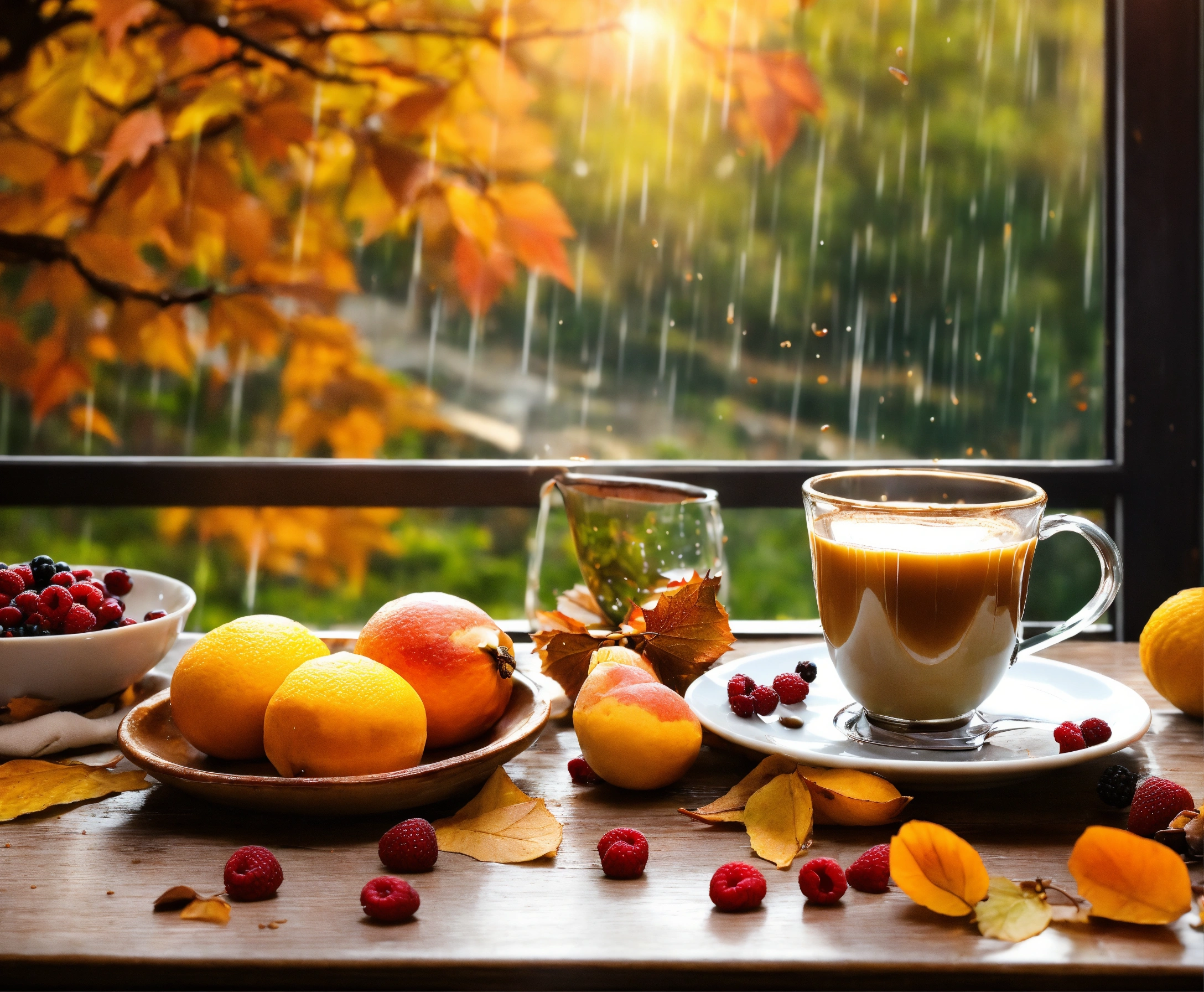 Lexica - Good morning breakfast table food fruits coffee tea on the ...