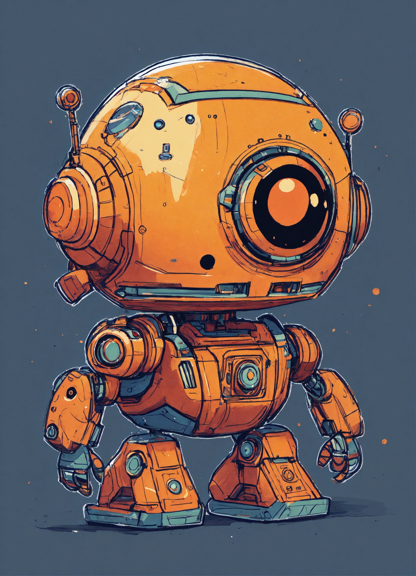 Lexica - Minimalist color sketch of sci-fi cute robot design in the ...