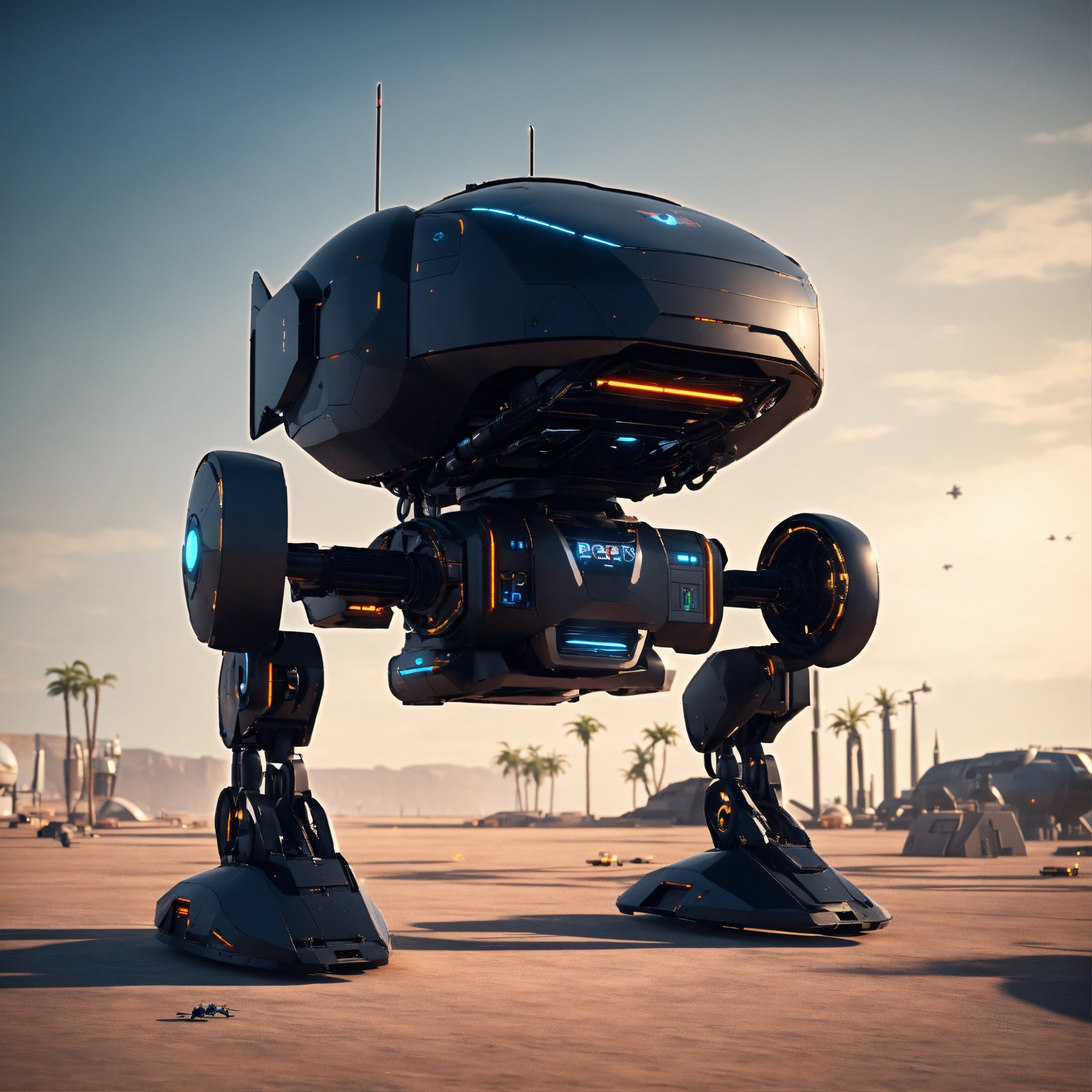 Lexica - A black small flying robotic patrol bot ready to attack in the ...