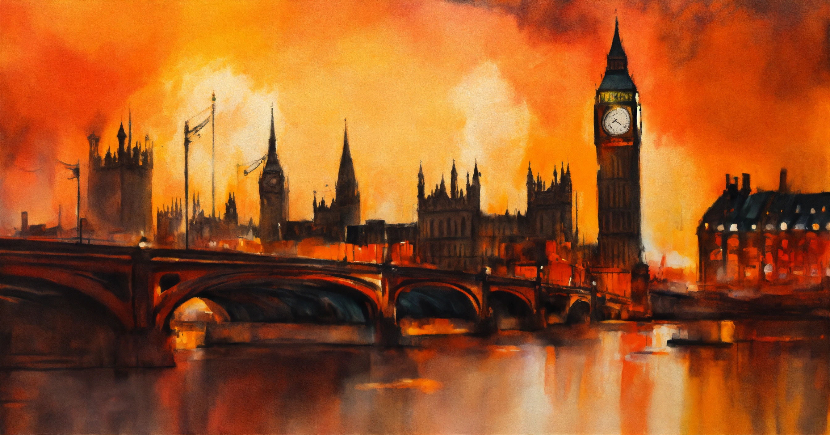 Lexica - Create a charcoal sketch of London using abstract ...