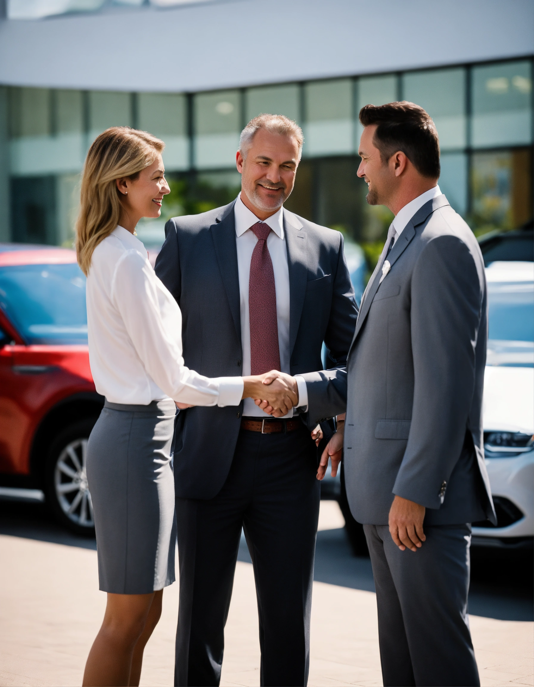 Lexica - Realistic candid photo of a salesman boss shaking hands with a ...