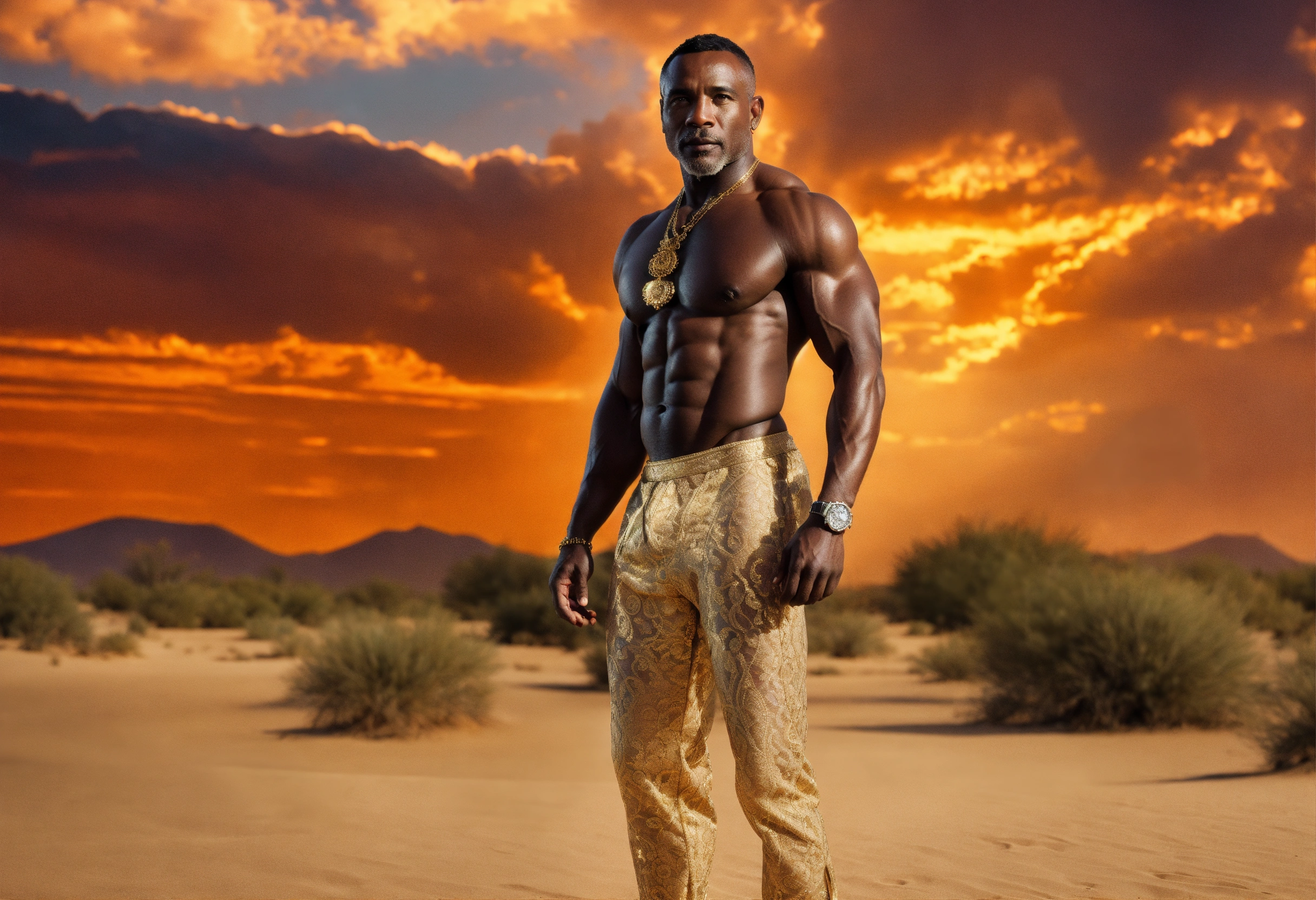 Lexica - Full body shot of a stunningly handsome middle age African man ...
