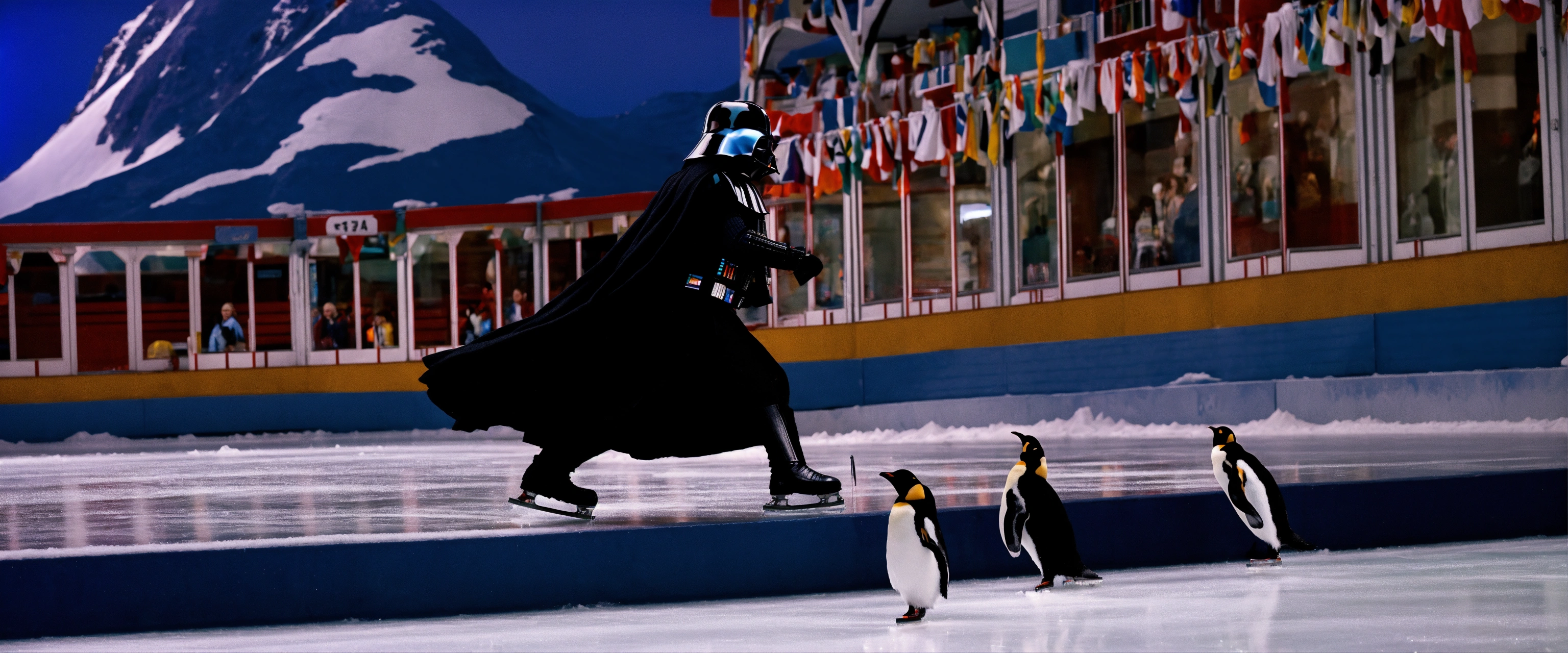 Lexica - Darth vader ice skating with penguins