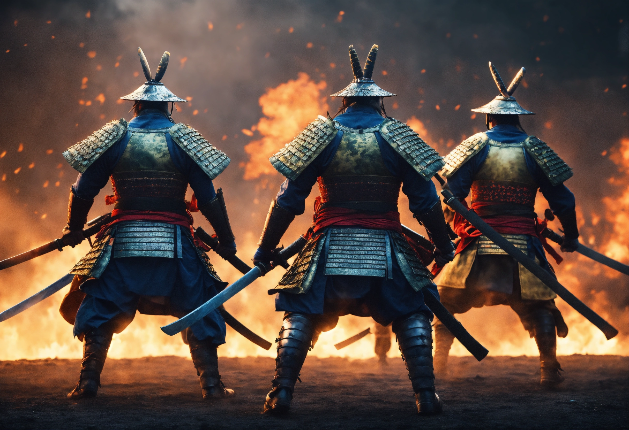 Lexica - Group of animal samurai with arms facing away from camera ...