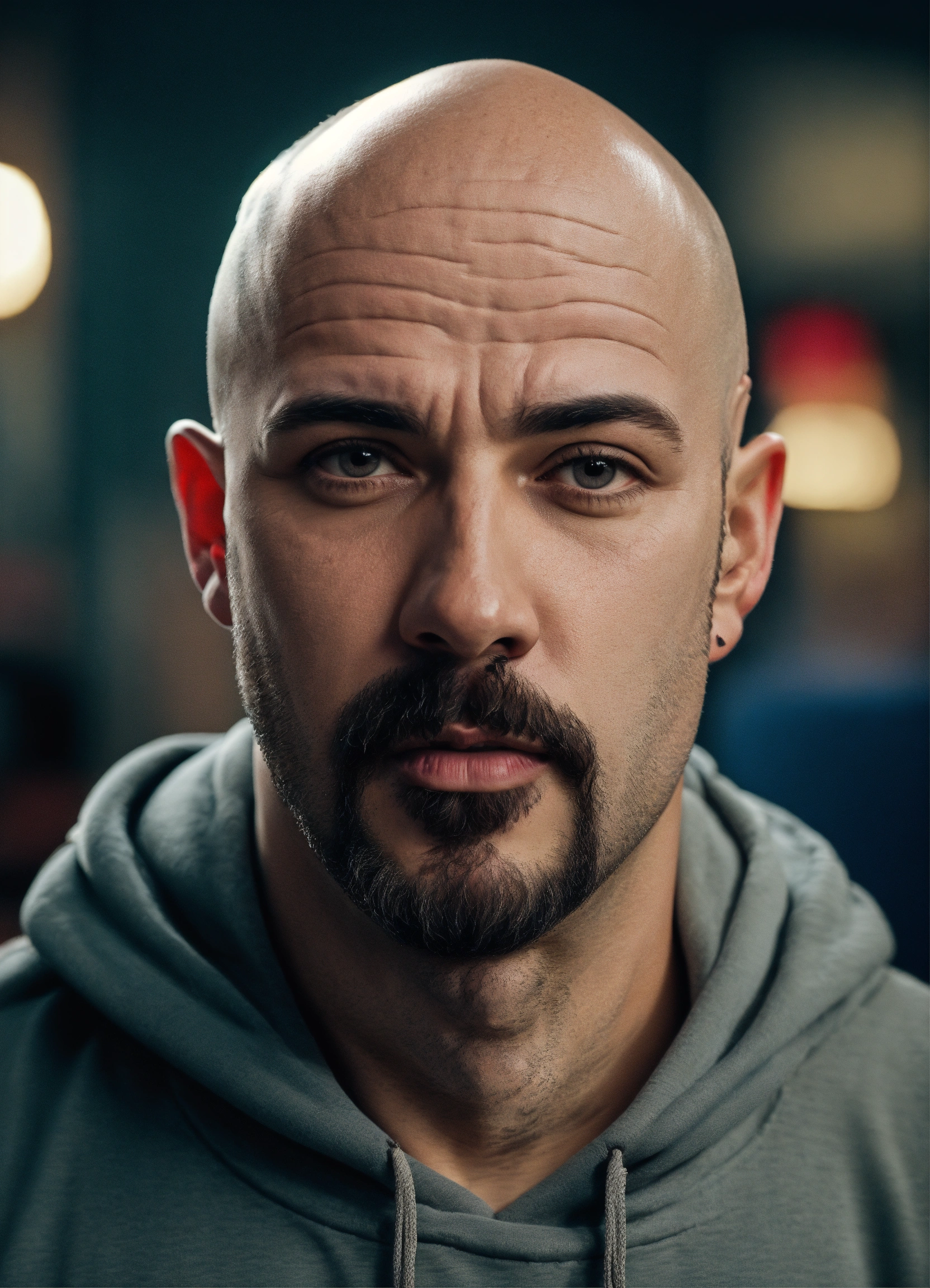 Lexica - A HUGE BALD MAN WITH A GOATEE, EXTENDED PROTRUDING BROW ...