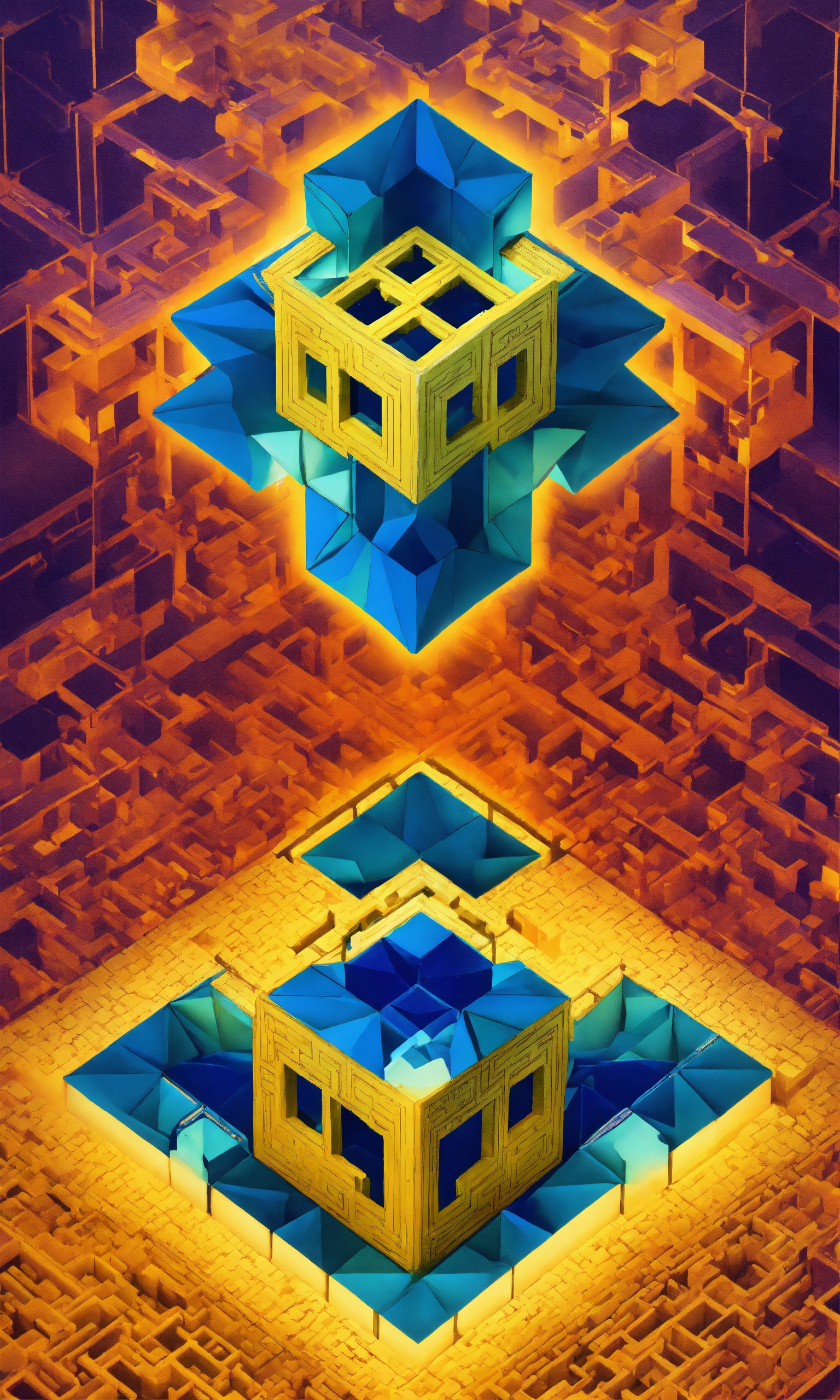 Lexica - Taoist monk tesseract body fractal three point perspective ...