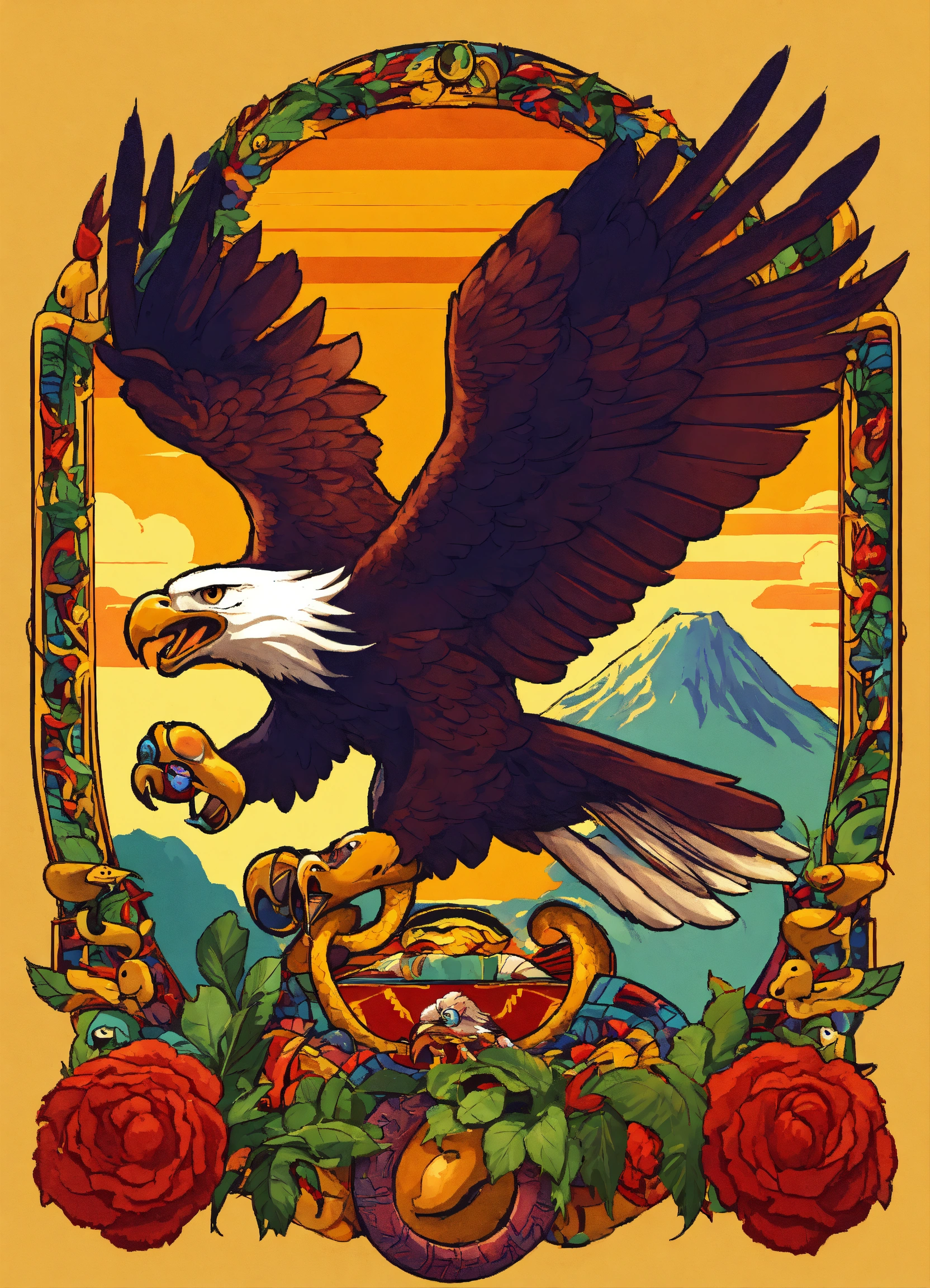 Lexica - Pixar animation of Eagle Devouring Snake Mexican Emblem, pixar ...