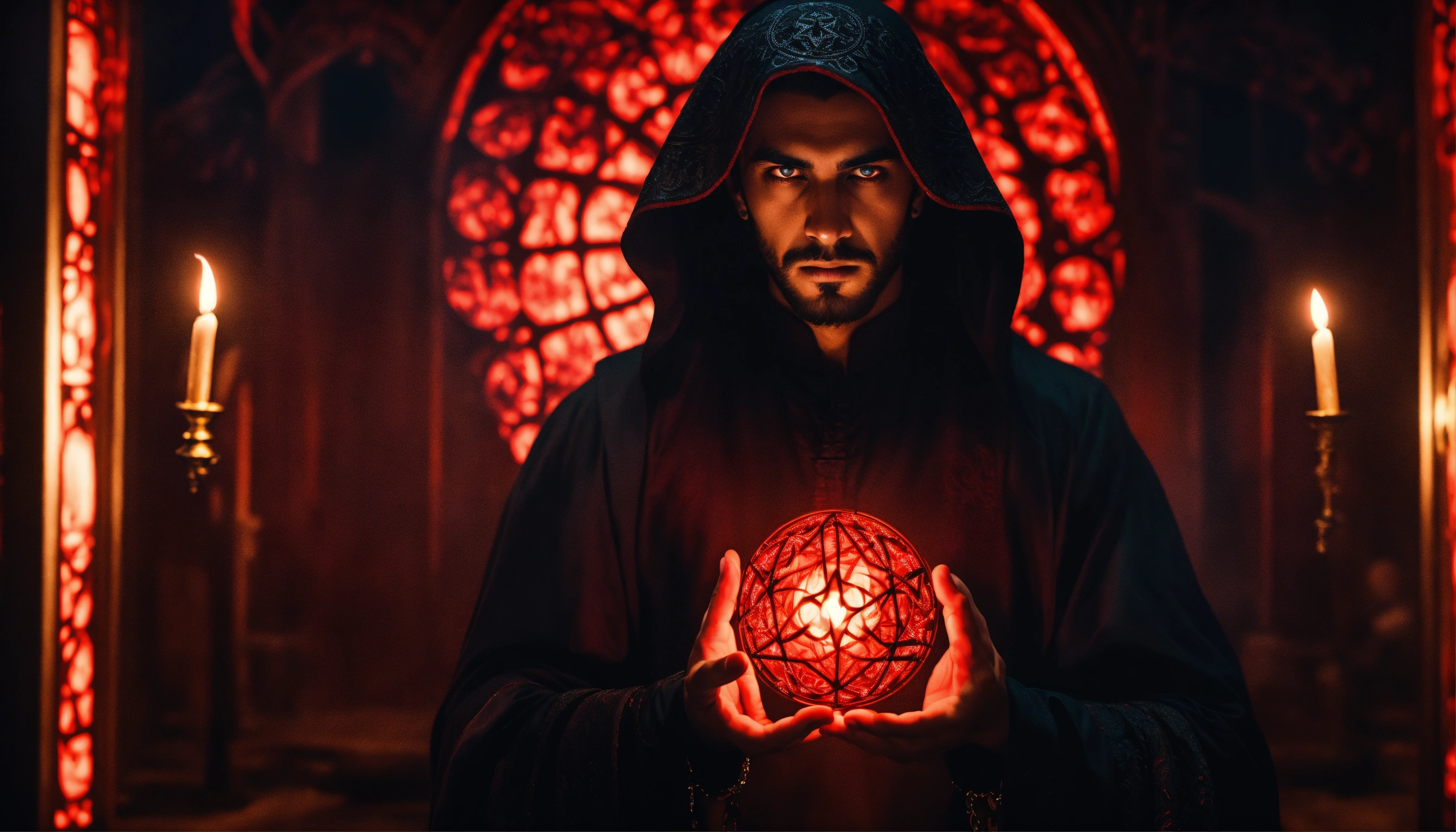 Lexica - Sinister and dramatic portrait of a young handsome Arabic evil ...