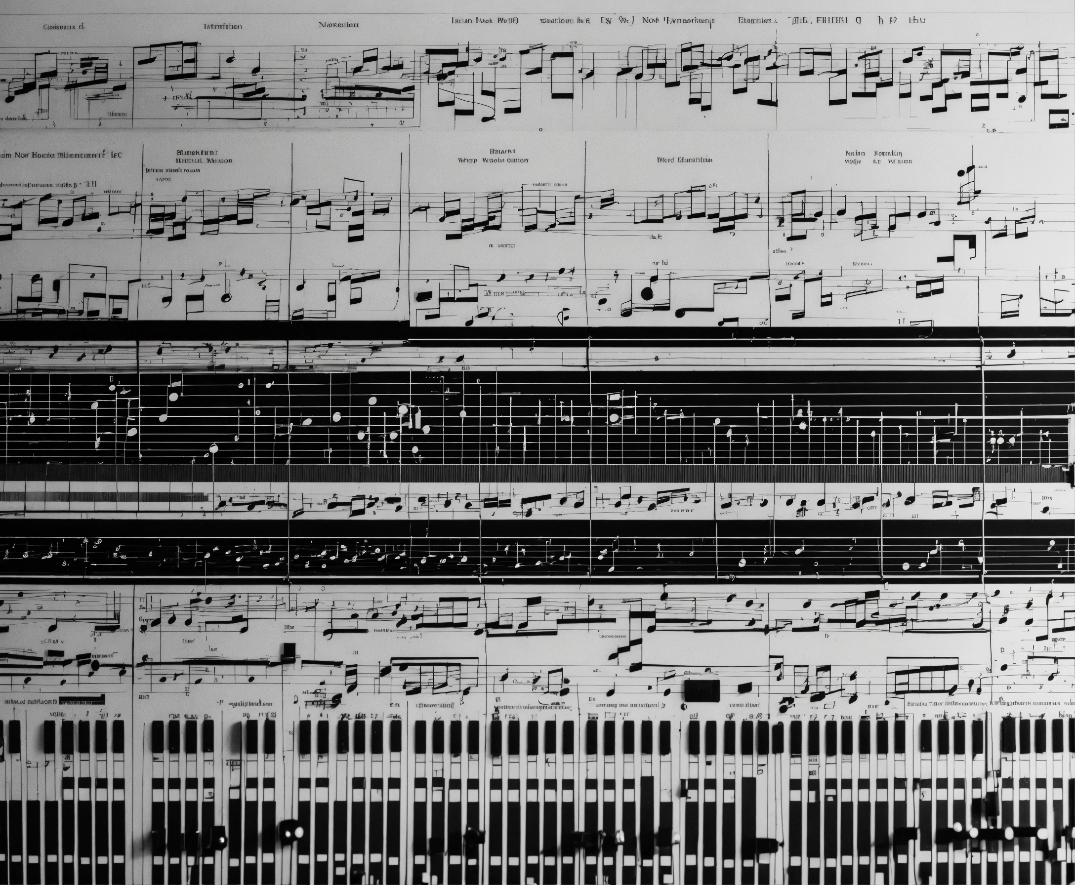 Lexica - Experimental music notation, black and white