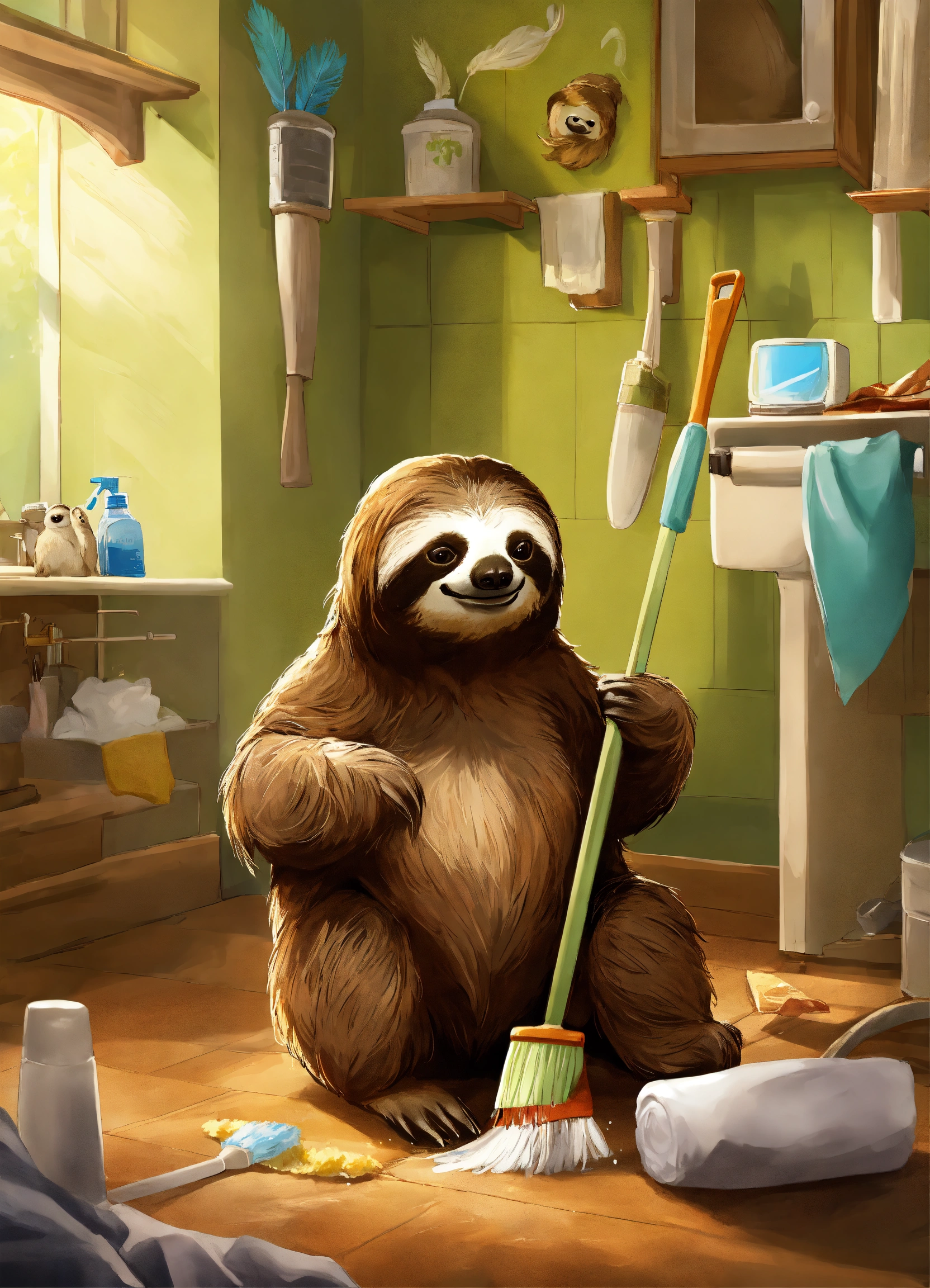 Lexica - Sloths as Professional Cleaners Imagine sloths in maid ...