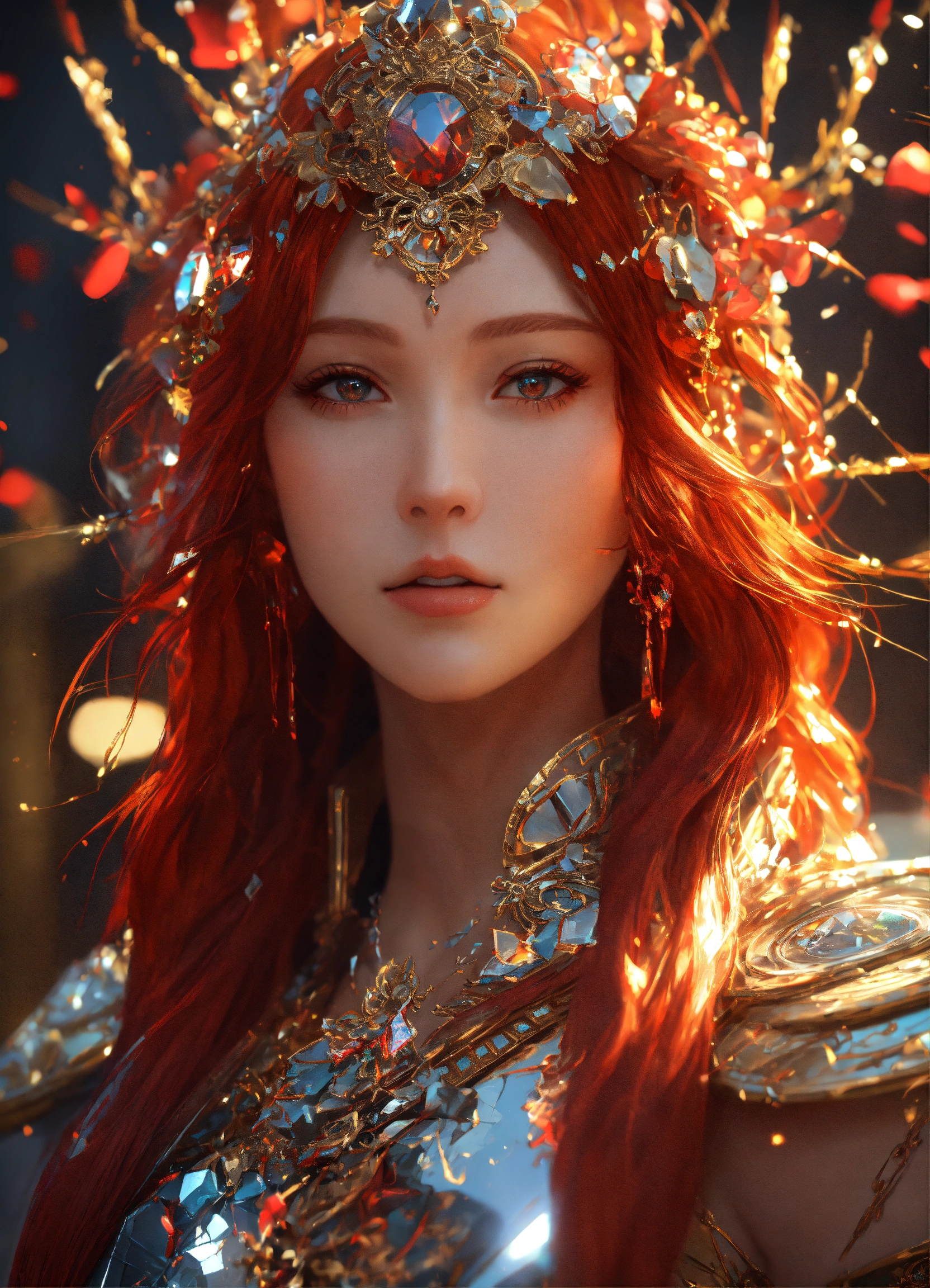 Lexica - "fantasy goddess of mirrors", reflective, red hair, korean ...
