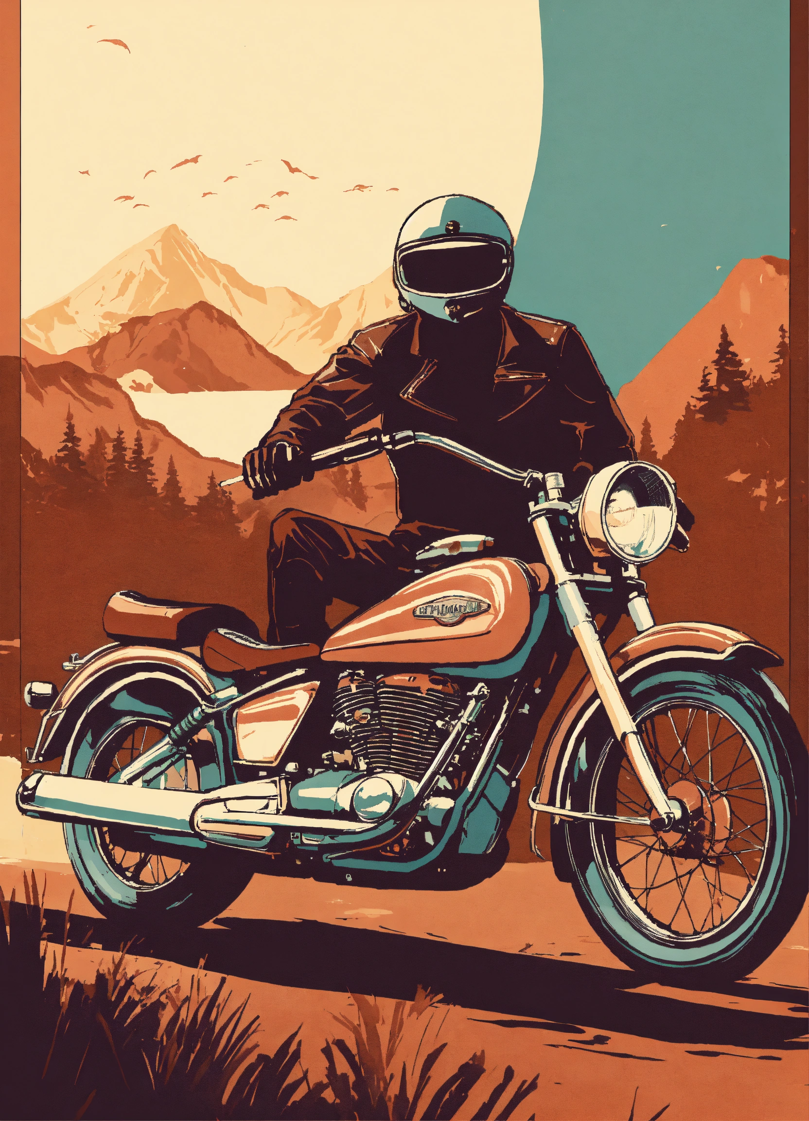Lexica - A vintage-inspired illustration of a retro motorcycle ...
