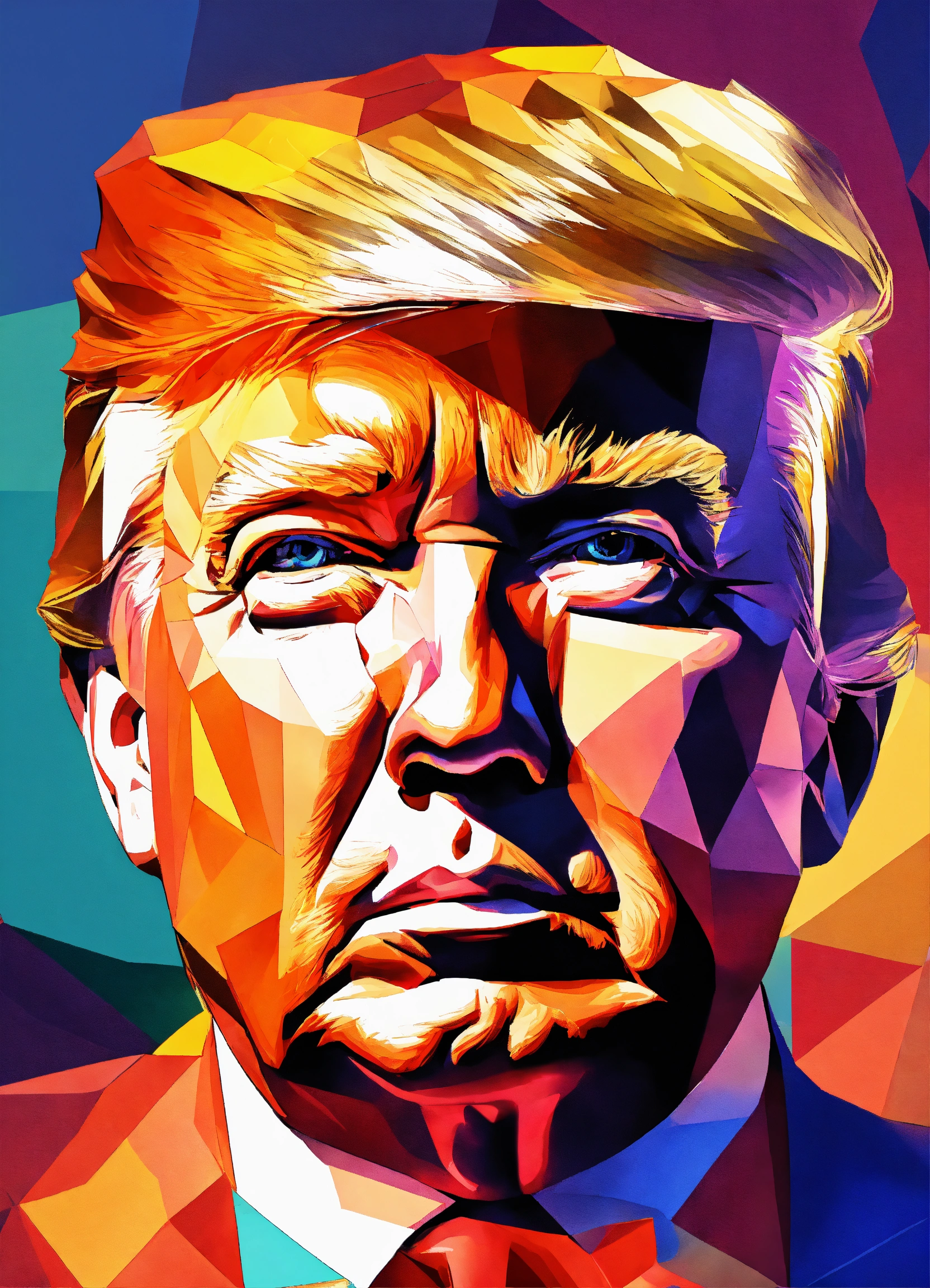 Lexica - Portrait ofdonald trump verry abstract poligon style 3d
