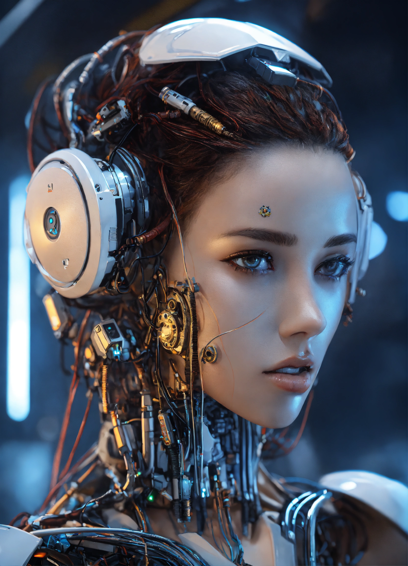 Lexica - Portrait of a robot girl, enormous lips, transparent neck ...