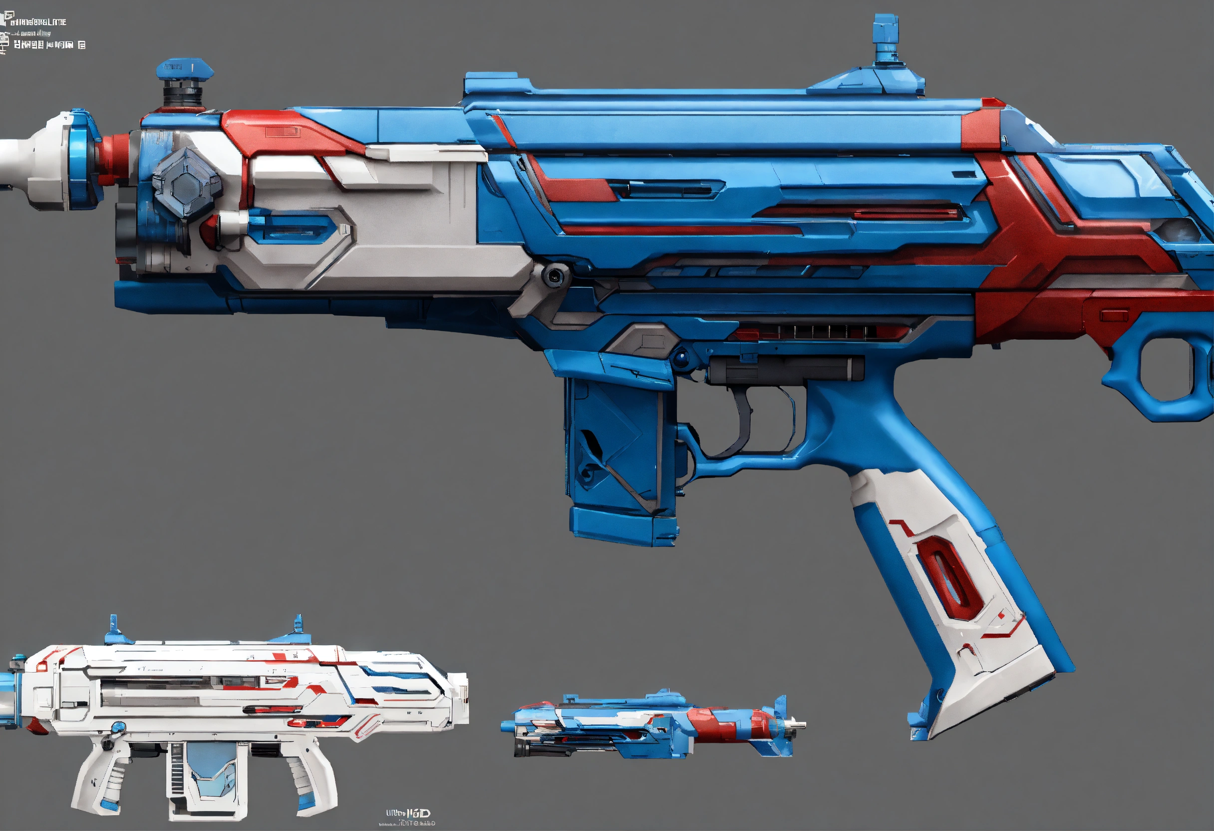Lexica - Side view of a white and blue and red sci fi energy rifle, HD ...