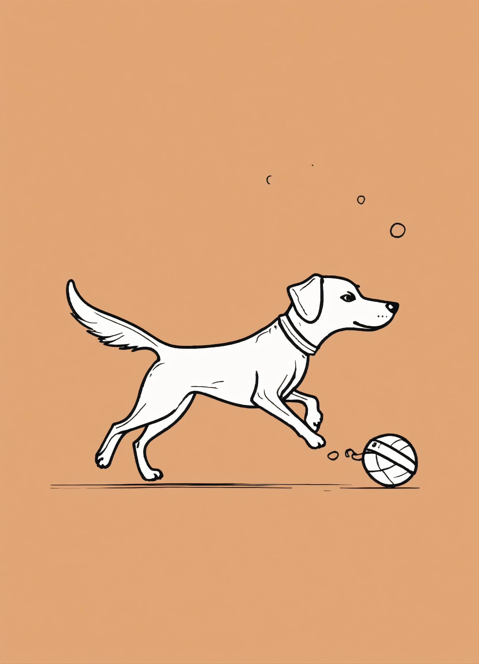 Lexica - Line drawing minimalist dog fetching a bone running