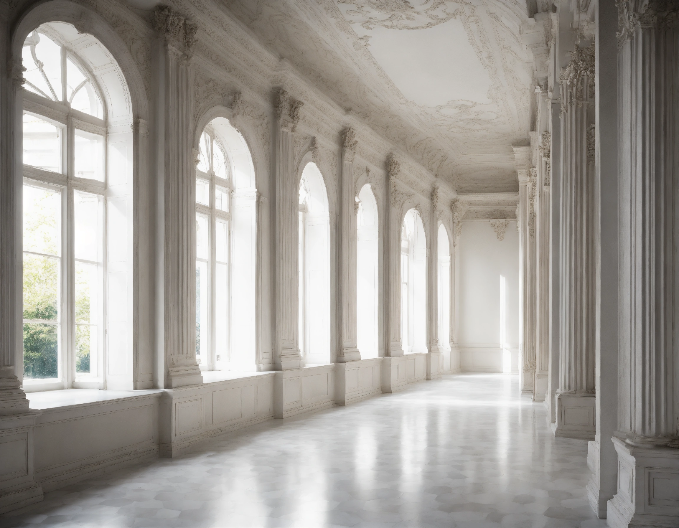 Lexica - Suite of arches white floor white ceiling on a white ...