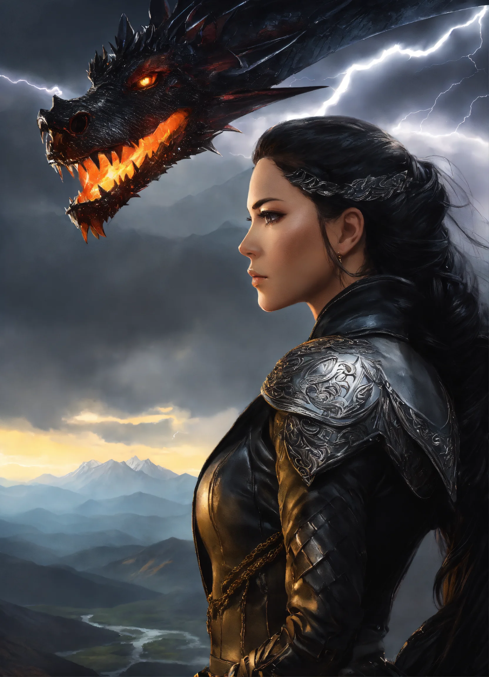 Lexica - Strong fantasy leather clad woman with long dark braided hair ...