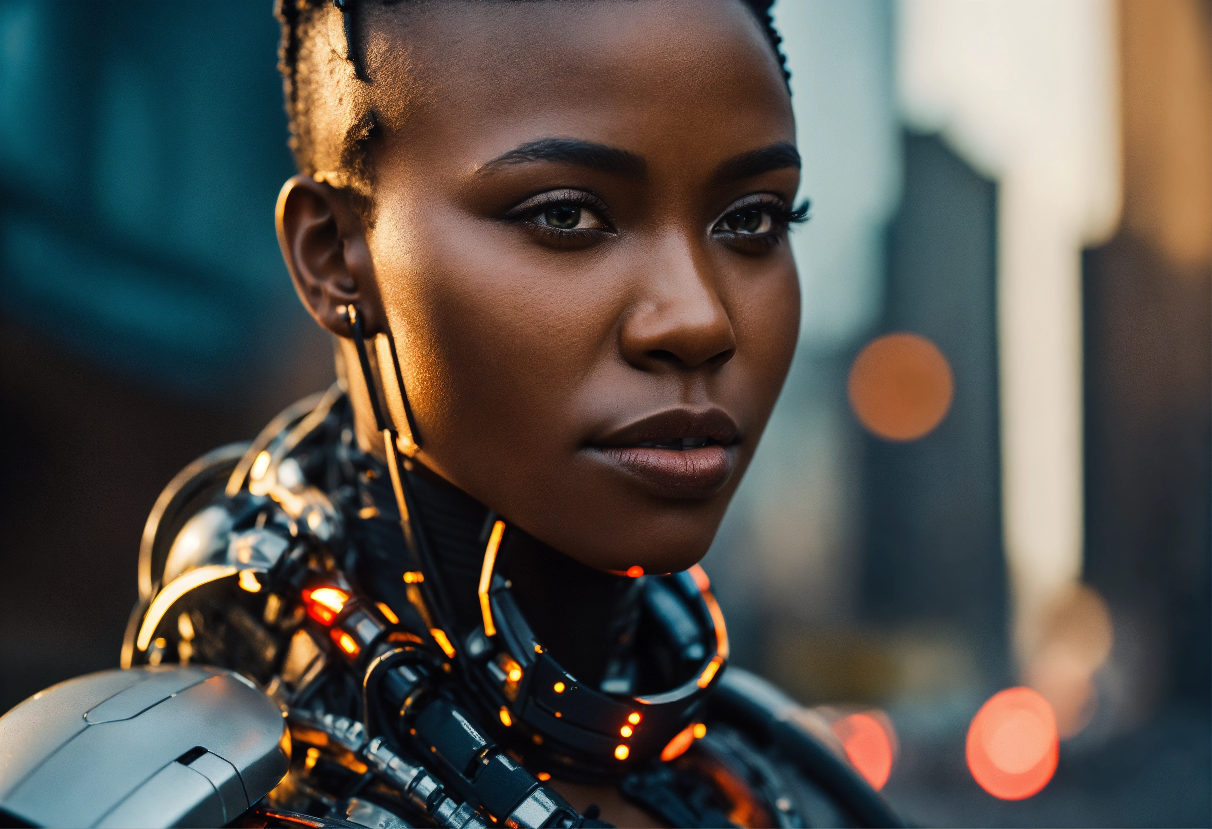 Lexica - Close up portrait Photography, of a african cyborg, an ...