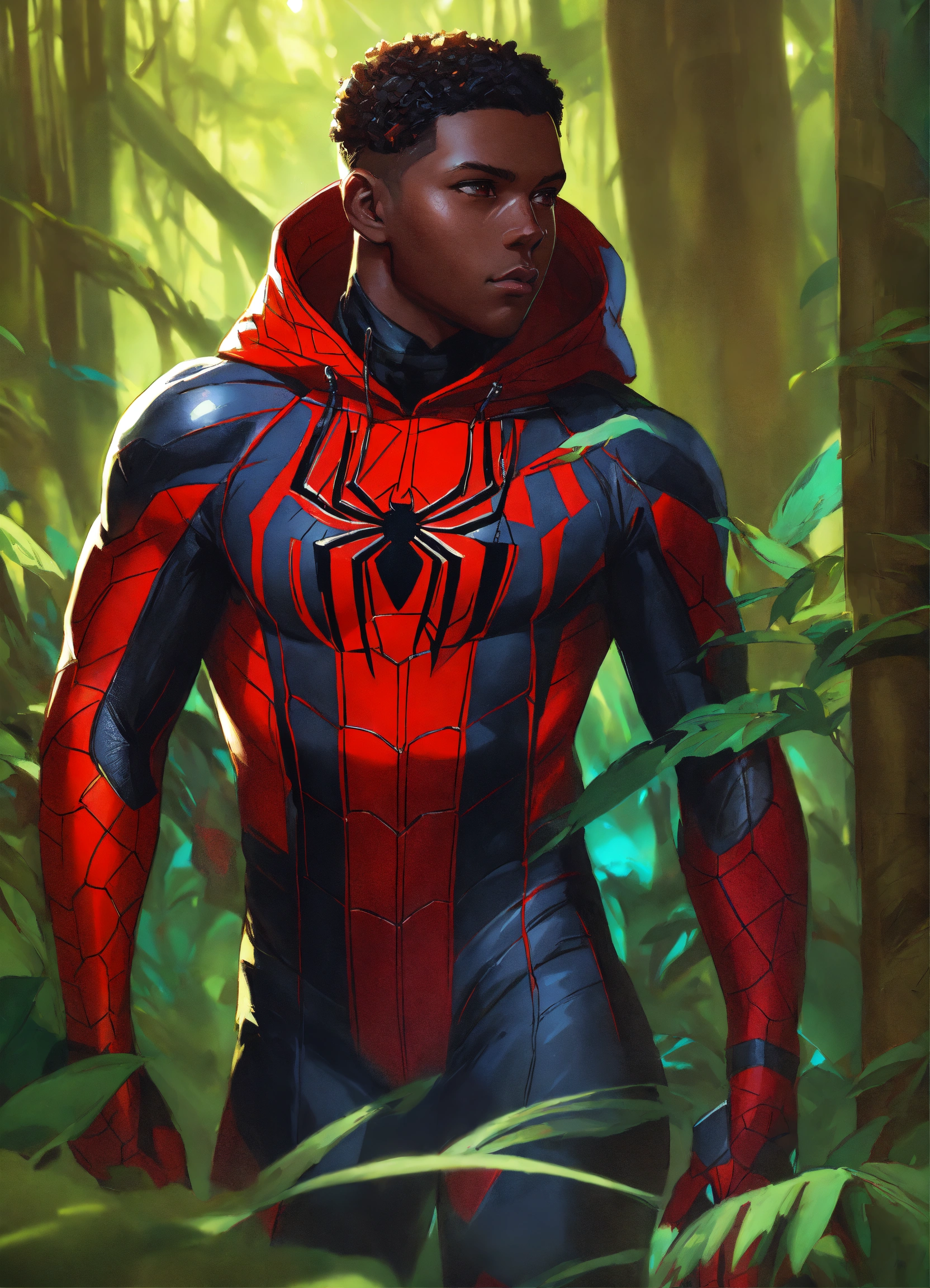 Lexica - Anime version of miles morales visual magical forest, stunning ...