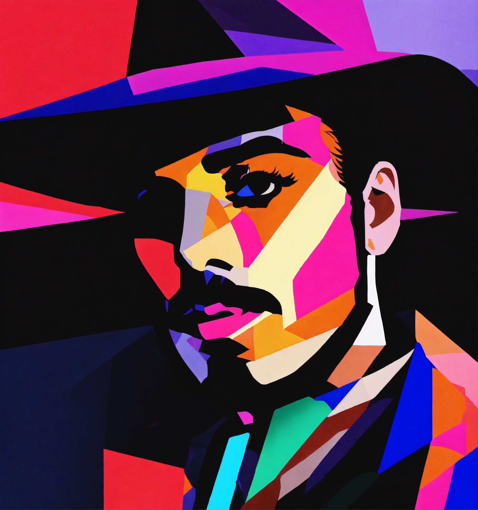 Lexica - Simplified abstract illustration of close up portrait of pop ...