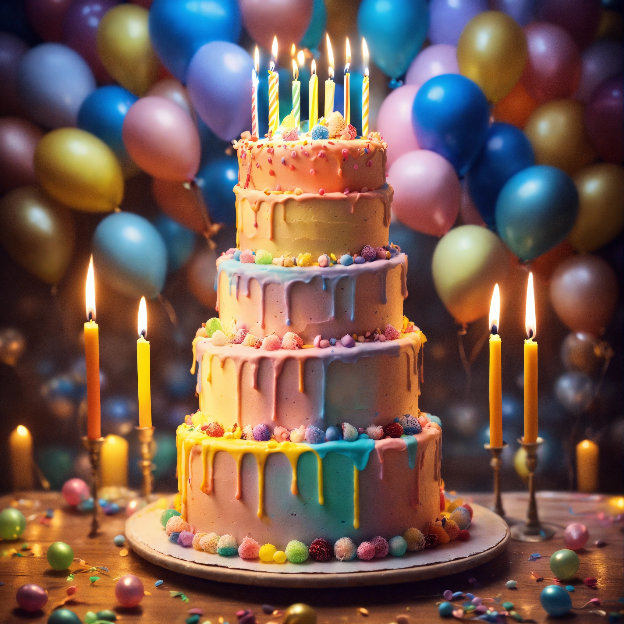 Lexica - Epic shot of a ultra detailed birthday cake with many candles ...