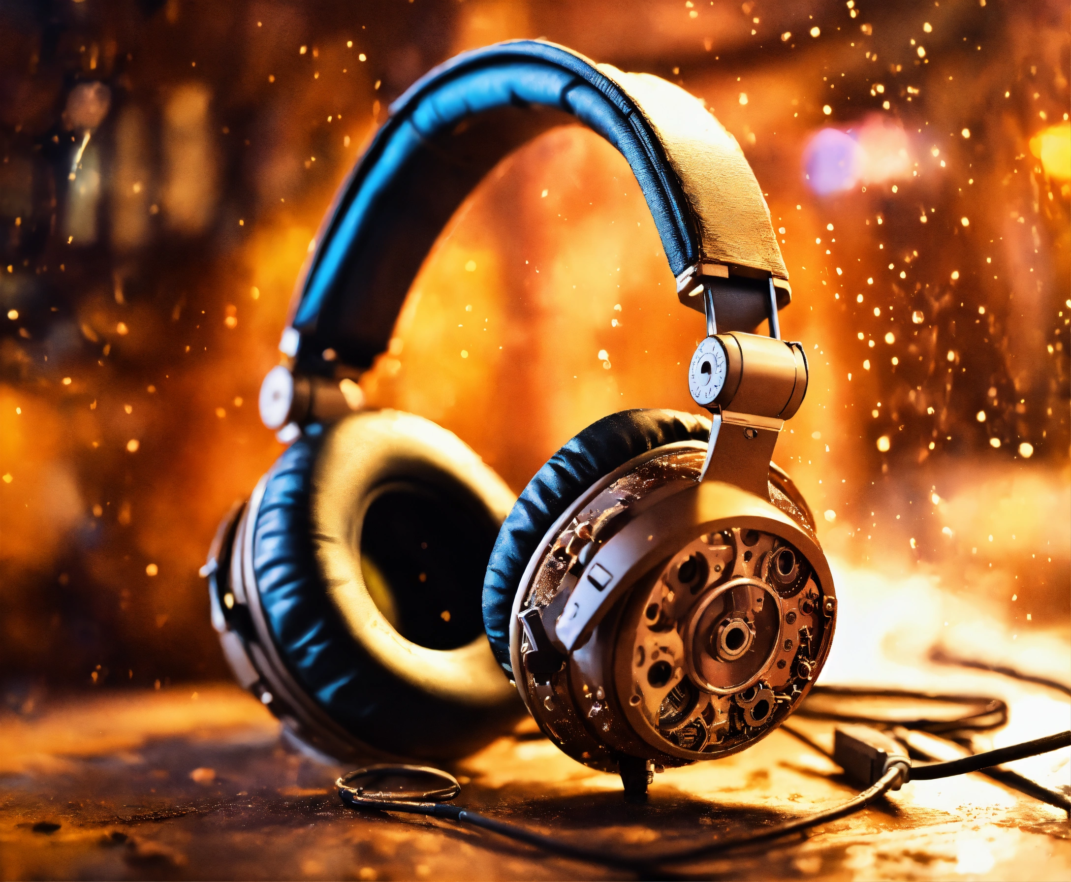 Lexica - Cyber steampunk gear theme Drip paint headset. USB-c cables ...