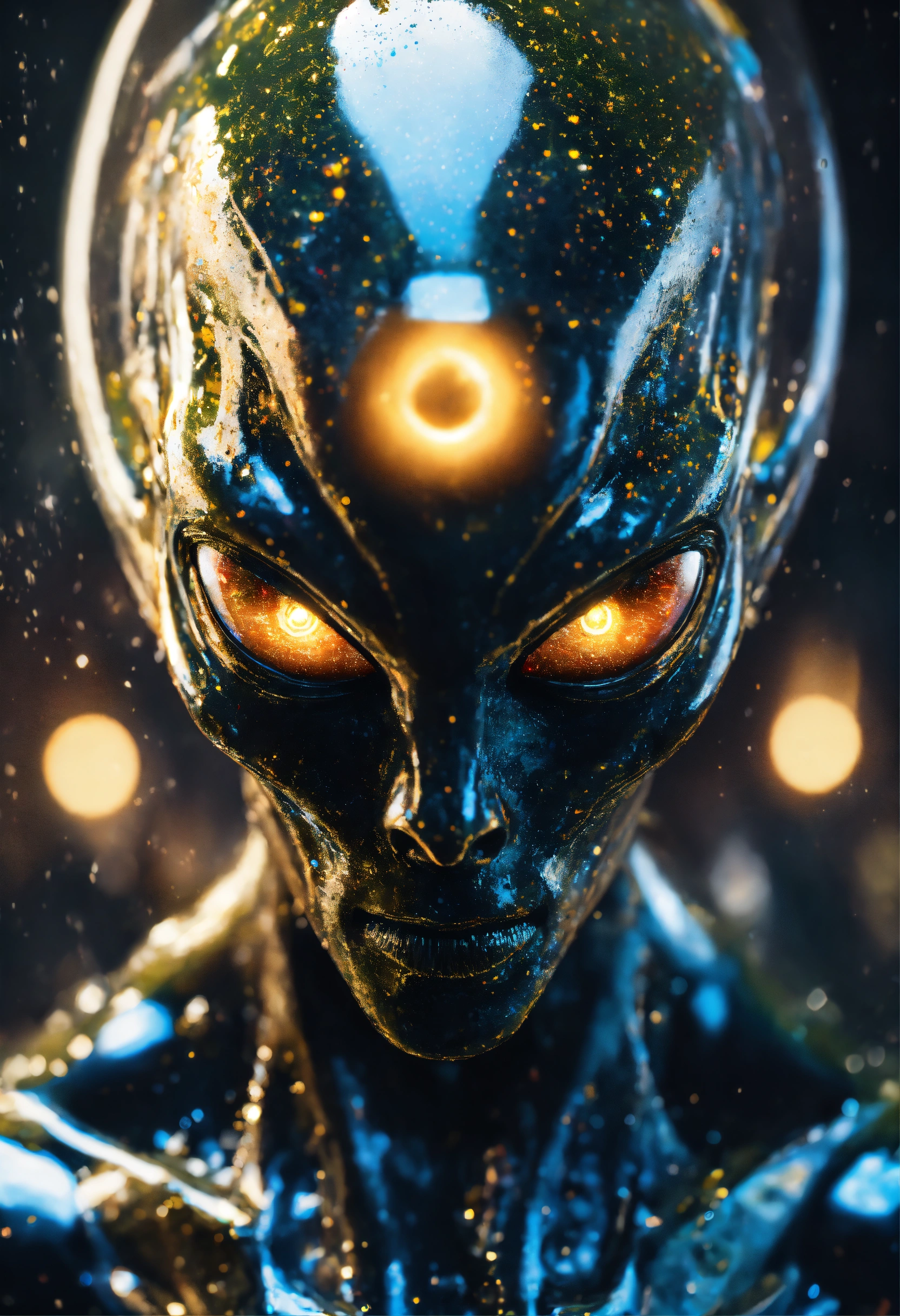 Lexica - An sterotypical alien with glowing eyes in the style of ...