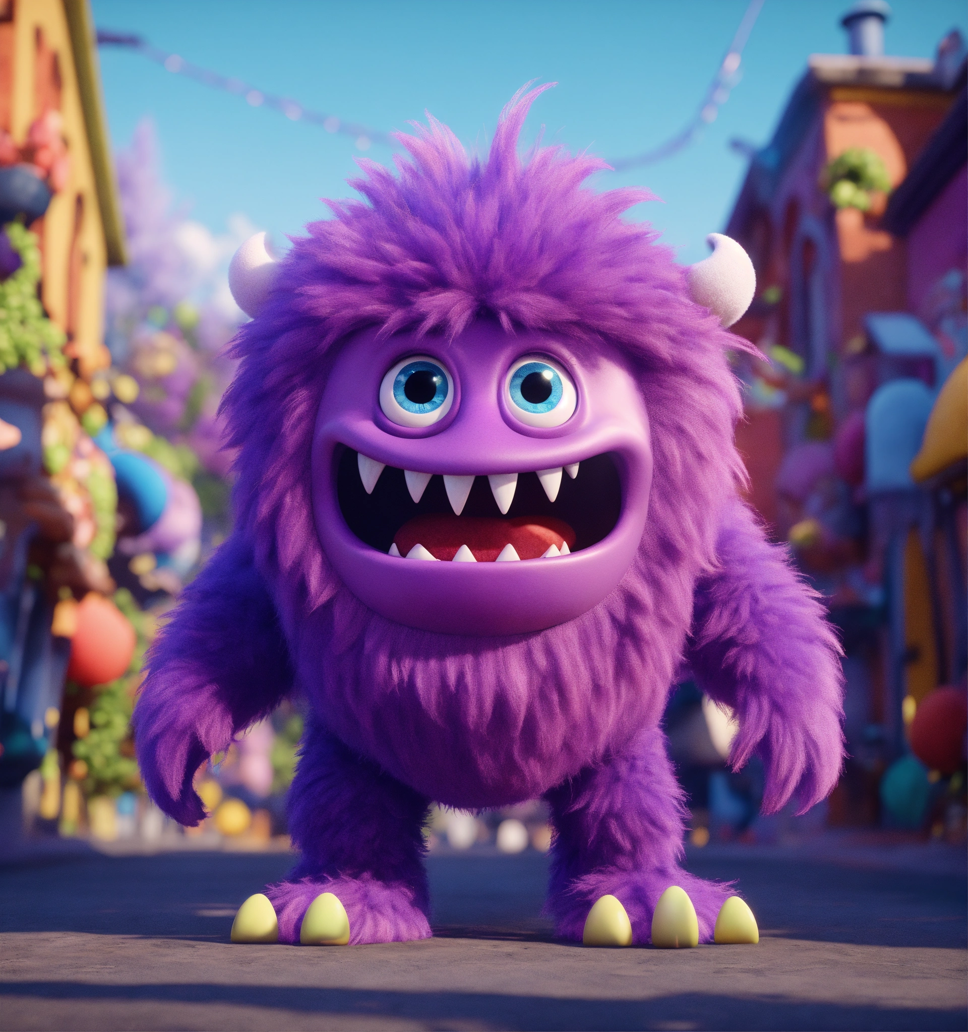 Lexica - Zoom out on an over friendly, fun loving, hairy, big, violet ...