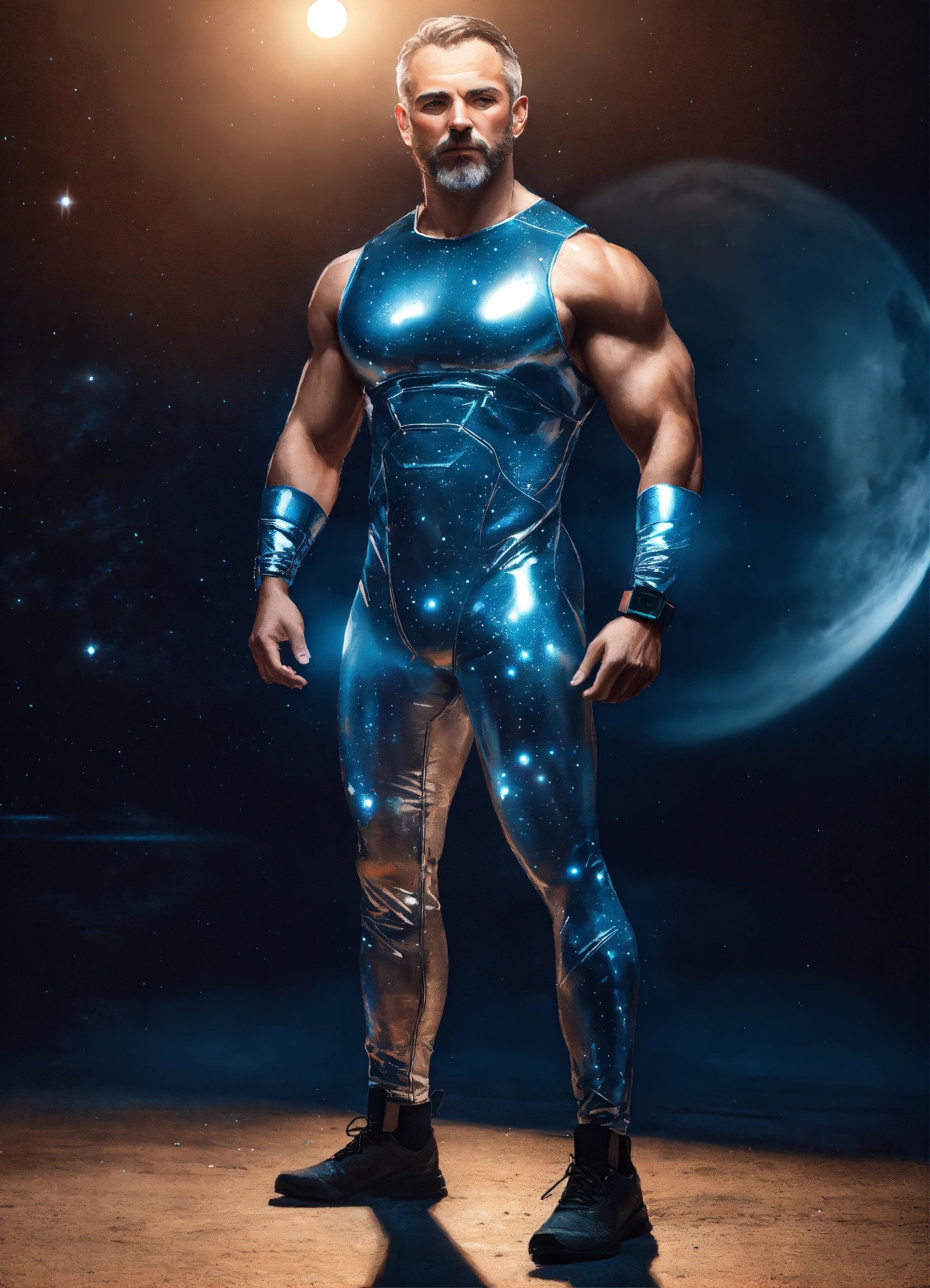 Lexica - Middle age man, moonlight on the background, fullbody ...