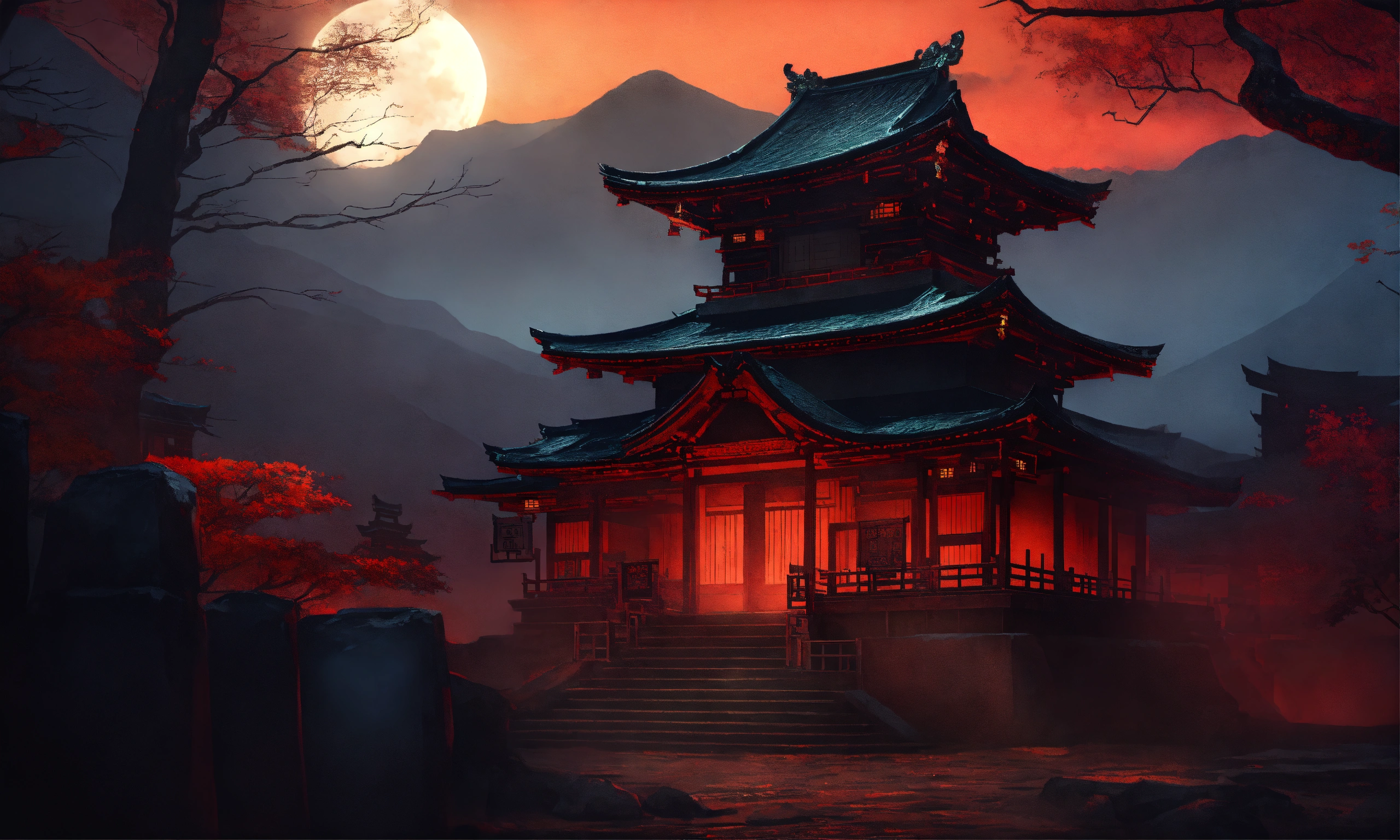 Lexica - Dark and mysterious, scary, gloomy Japanese ancient temple in ...