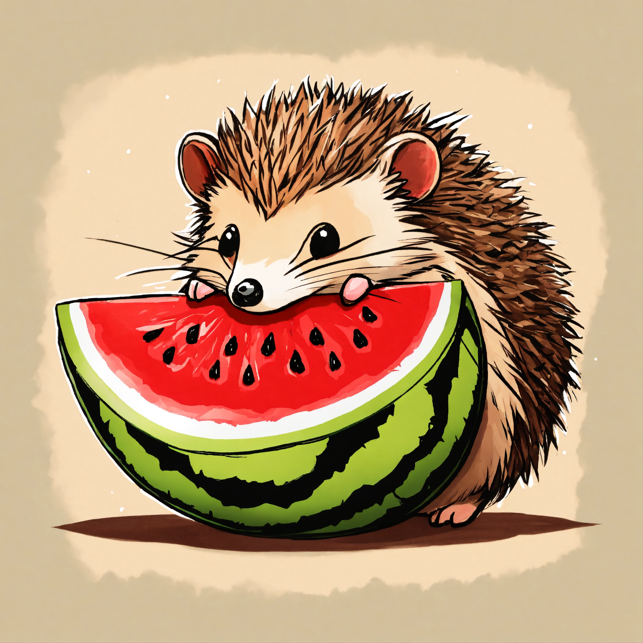 Lexica - A cute, happy hedgehog taking a bite from a piece of ...
