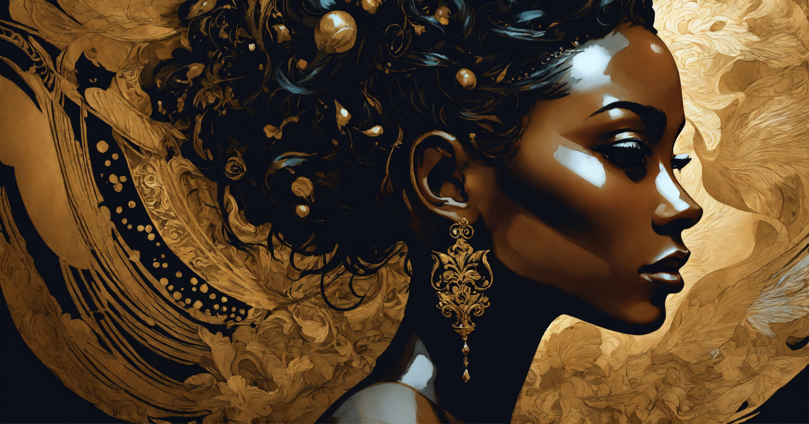 Lexica - Confident elegant black american woman Black ink flow 8k ...