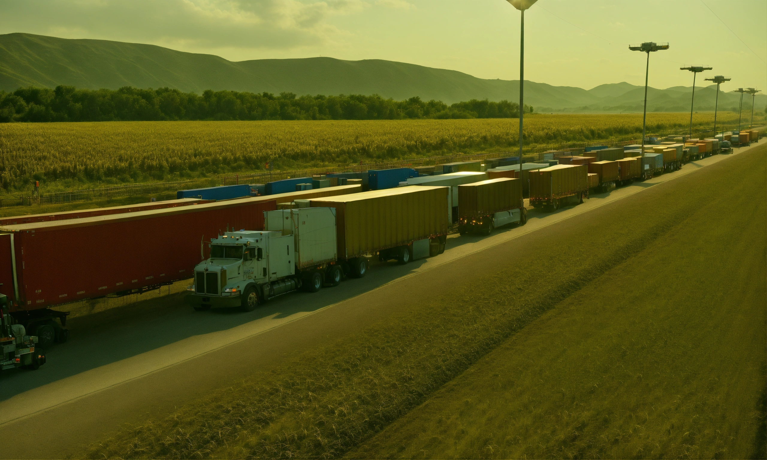 Lexica - Imagine a scene with a country border checkpoint on the left ...