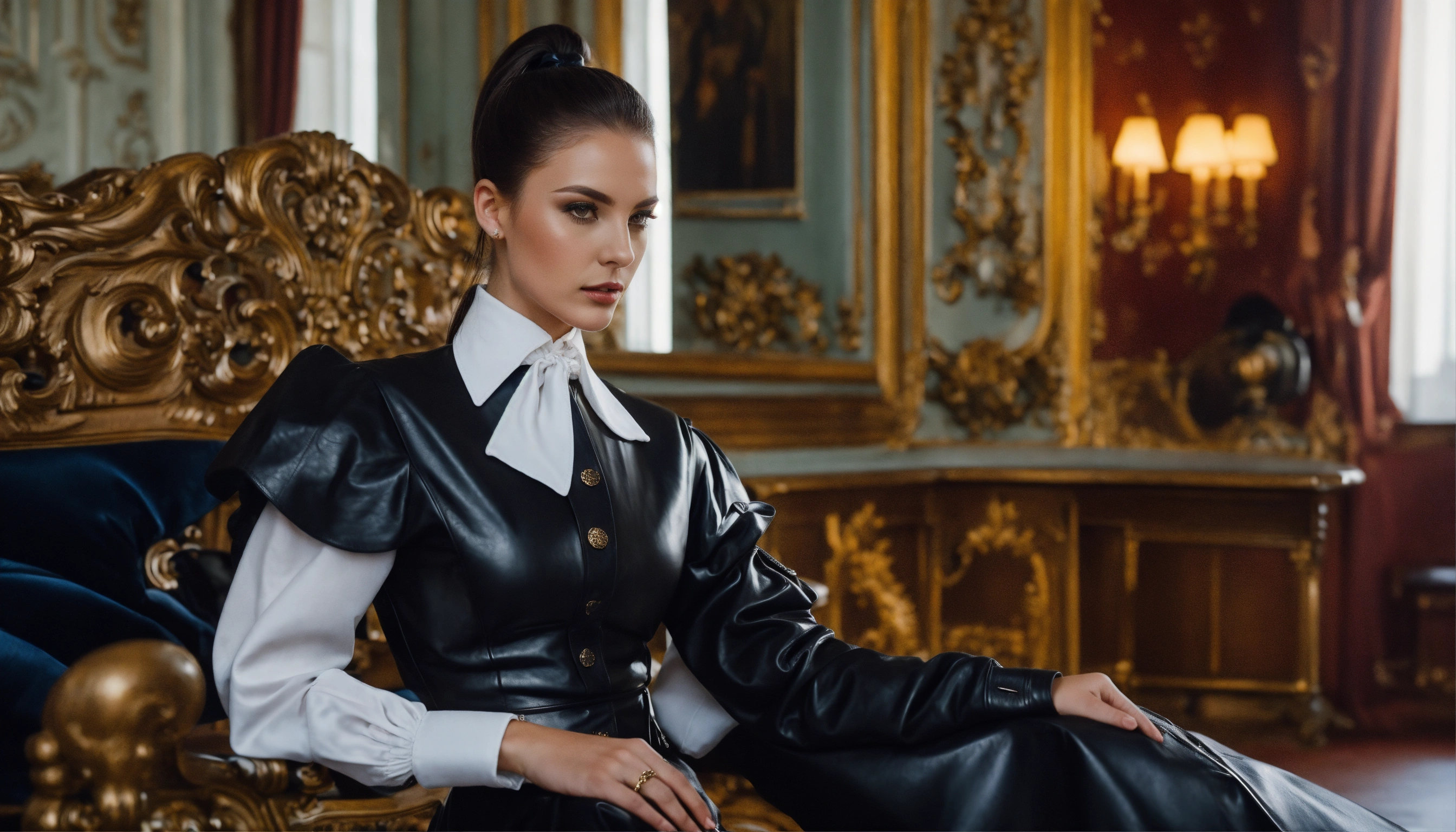 Lexica - Stunning european mistress woman fashion model sitting ...