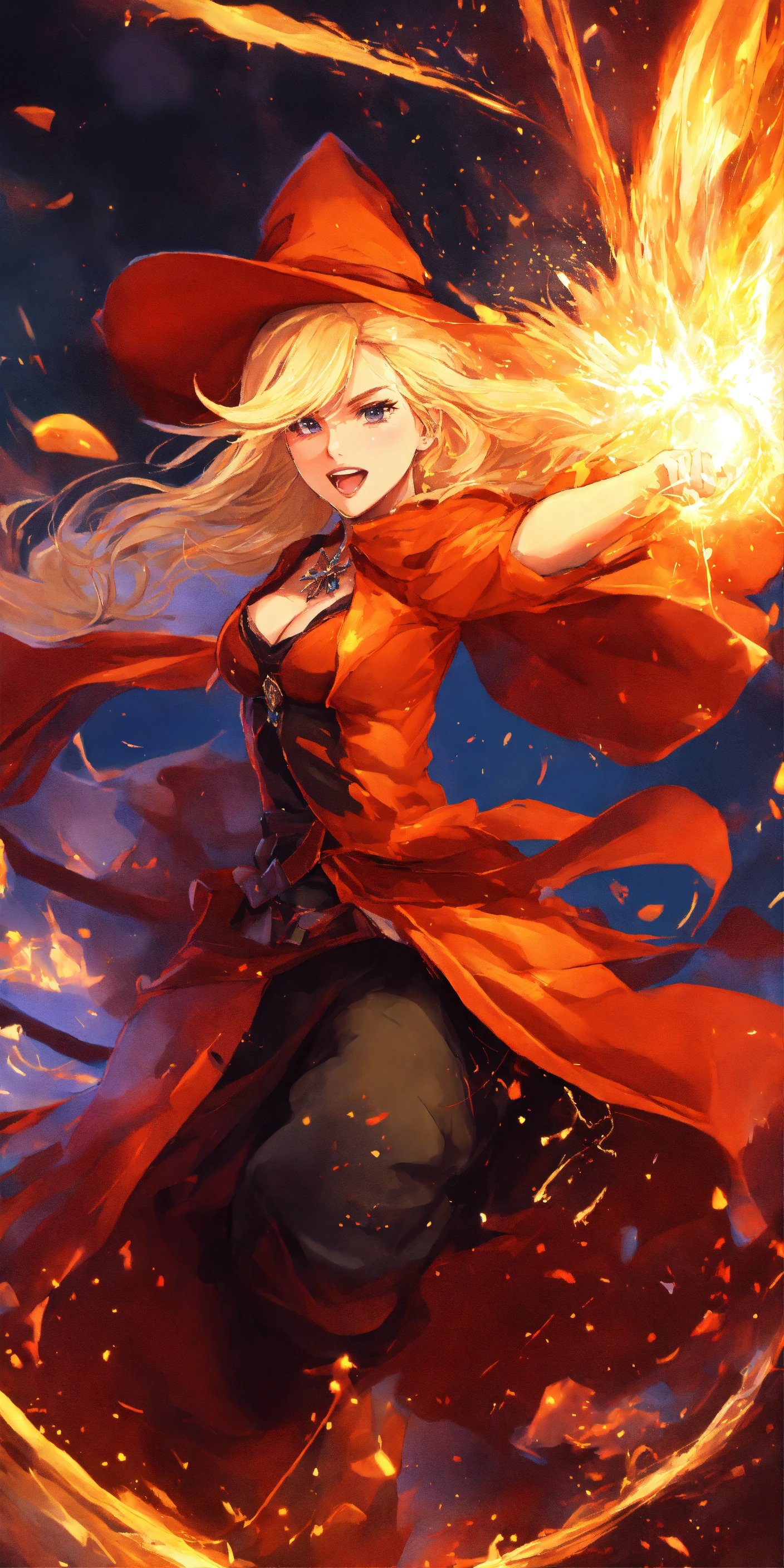 Lexica - Beautiful blond witch fighting deamon, magical explosion of ...