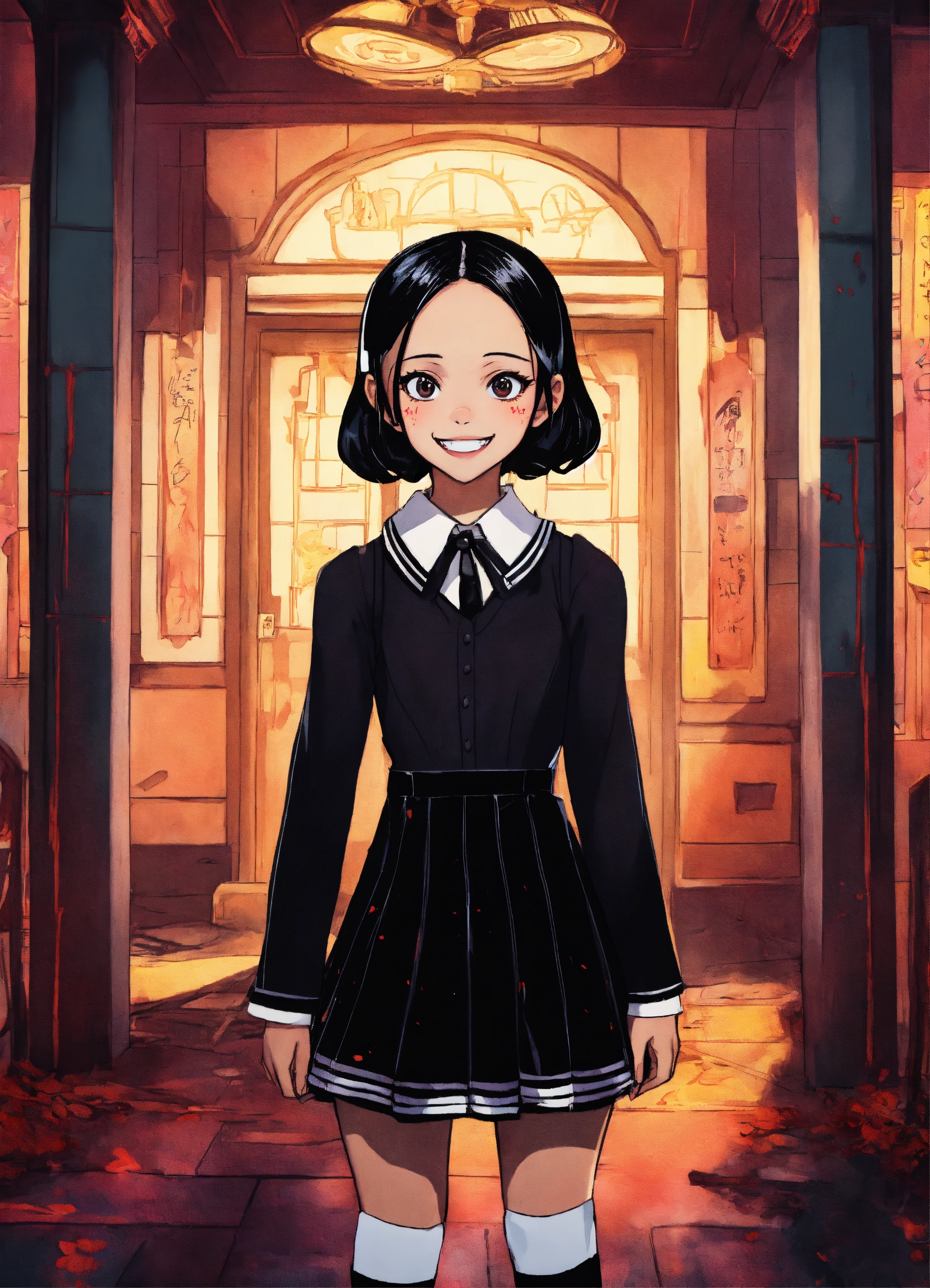 Lexica - Jenna Ortega as Wednesday addams, grinning maniacally at the ...