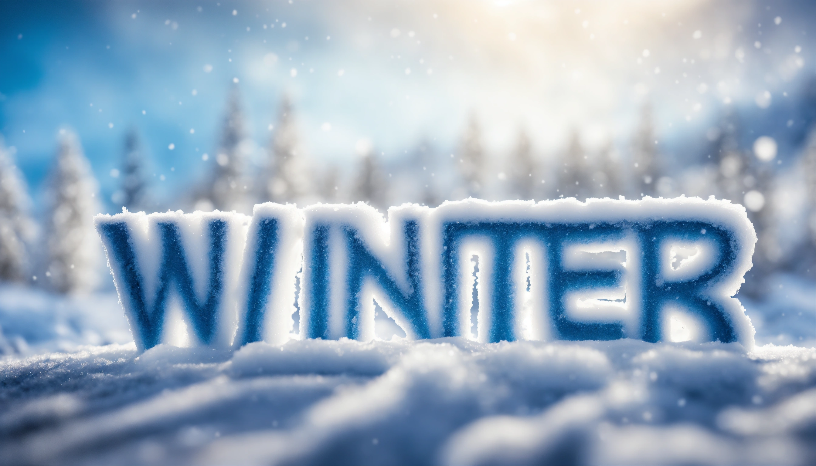 Lexica - White background, the word Winter made of snow the word side ...