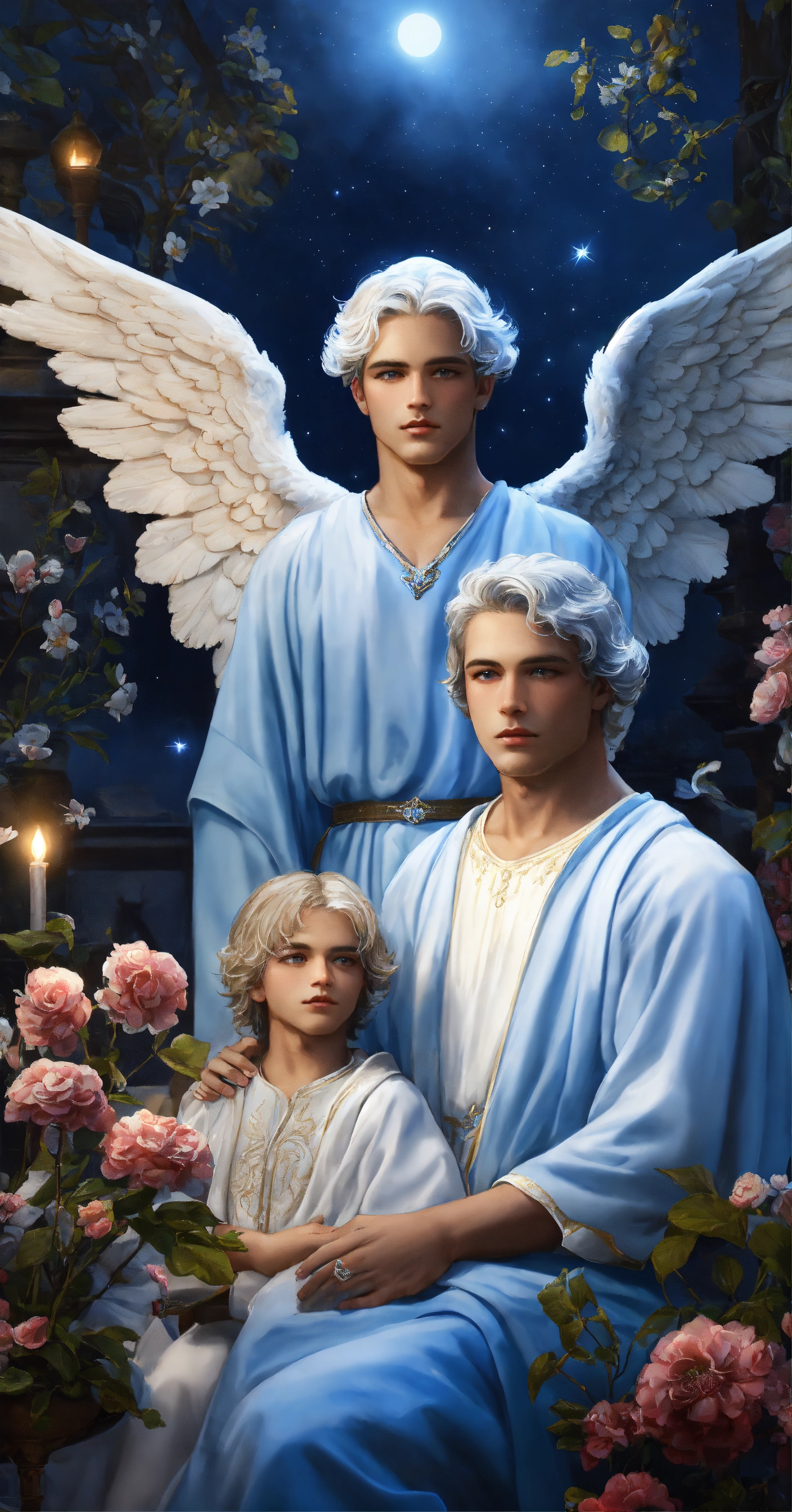Lexica - 2 male guardian angels with detailed and luminous blue angel ...