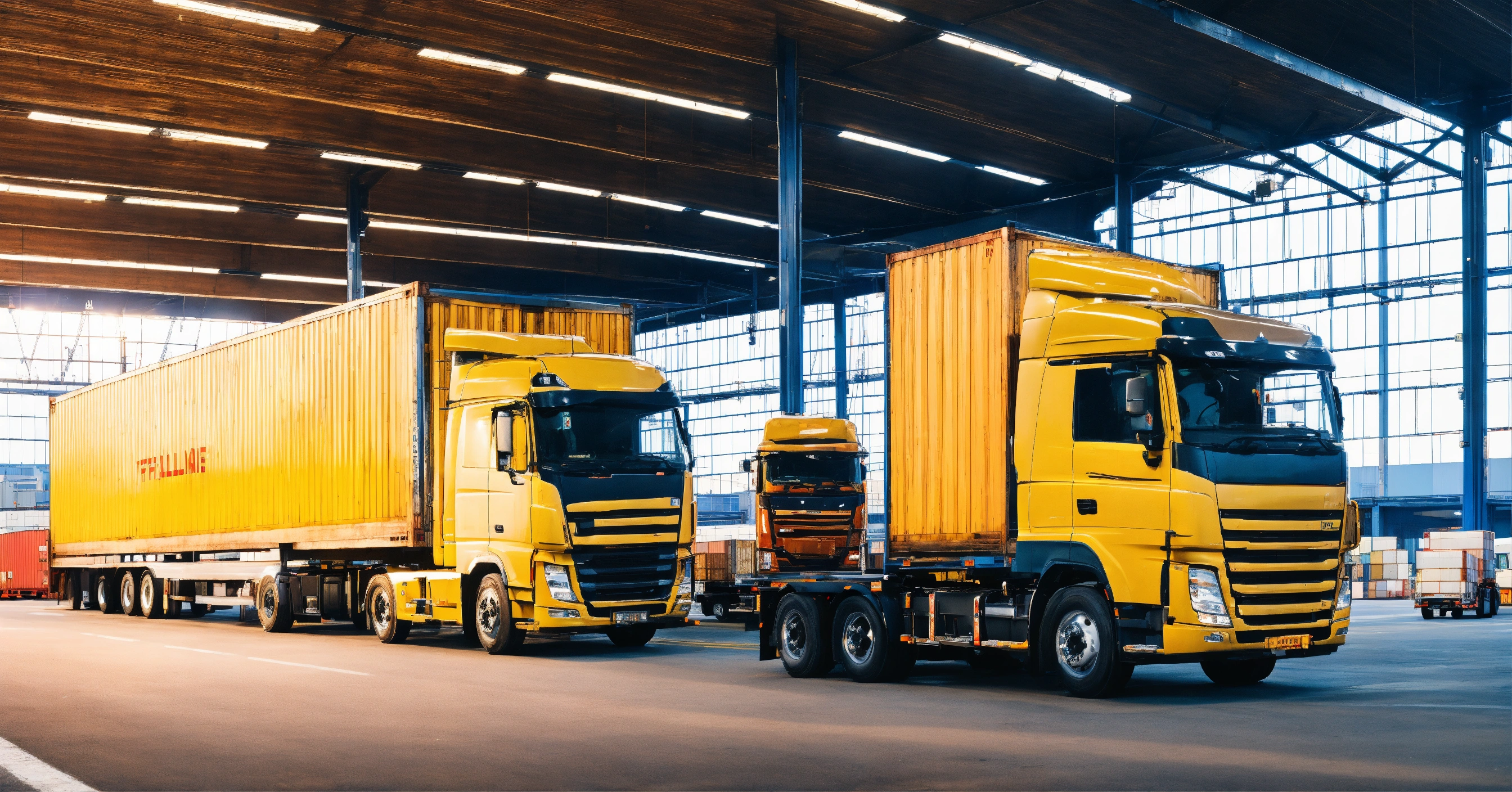 Lexica - Trucks with trailers at a checkpoint of a customs terminal ...